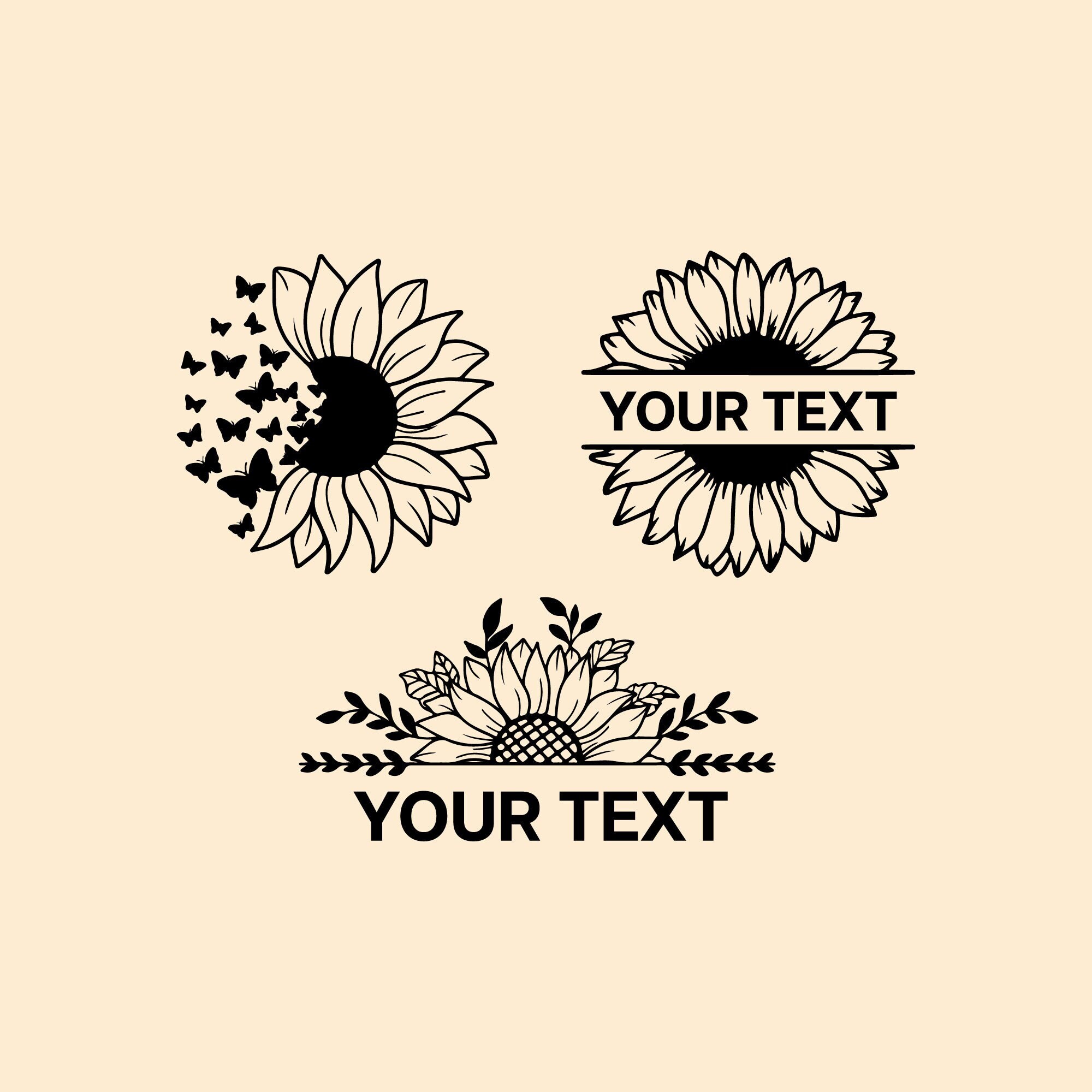 Personalized Sunflower Svg, Split Monogram Sunflower Png, Su - Inspire ...