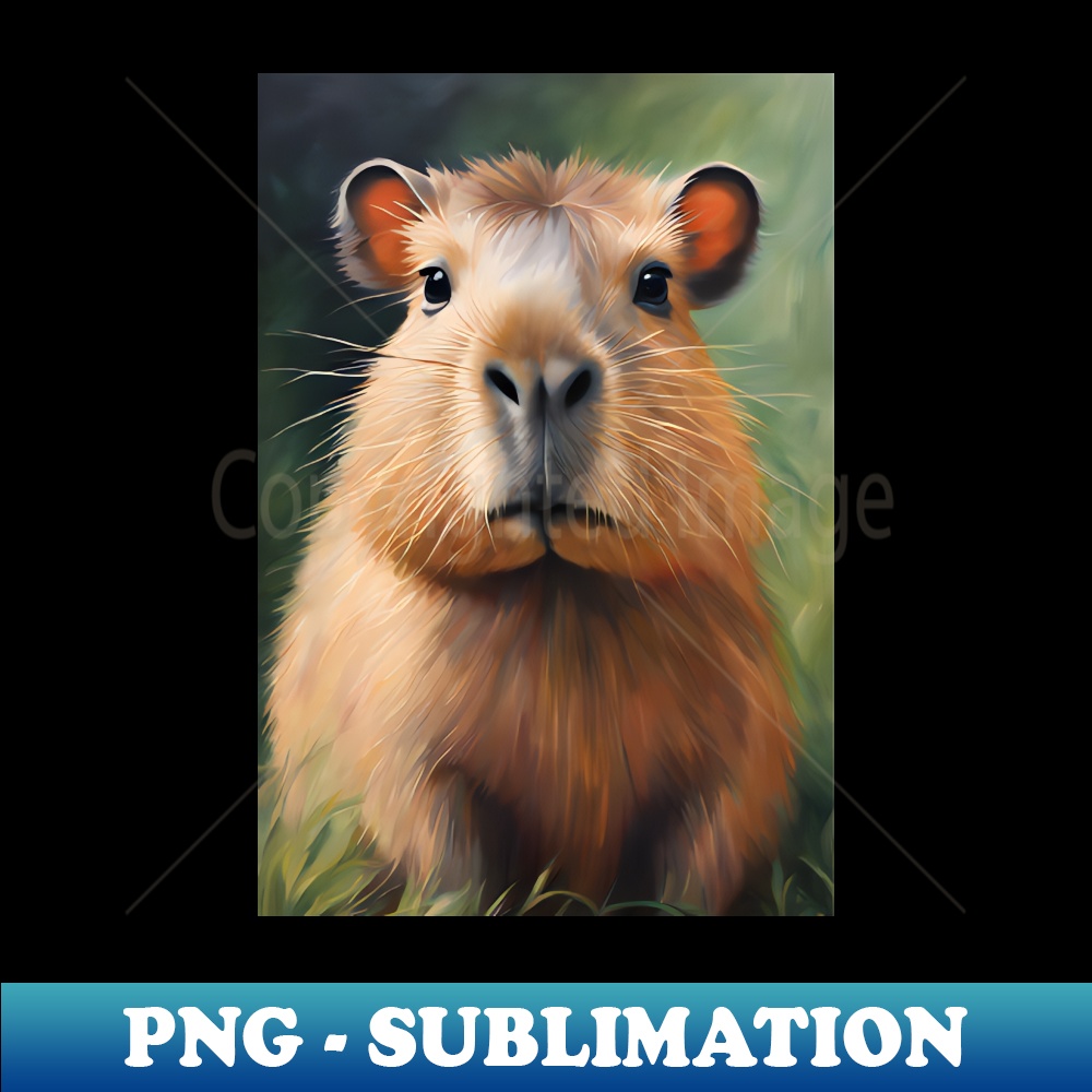 Cute Capybara Face Oil Painting Art - PNG Transparent Digita - Inspire ...