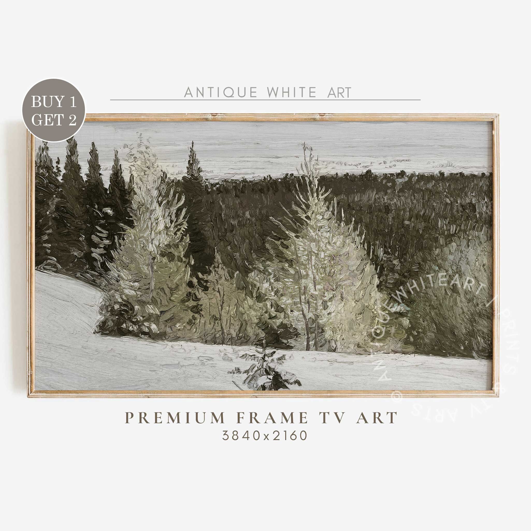 Winter Forest Painting Samsung Frame TV Art, Snowy Pine Tree - Inspire ...