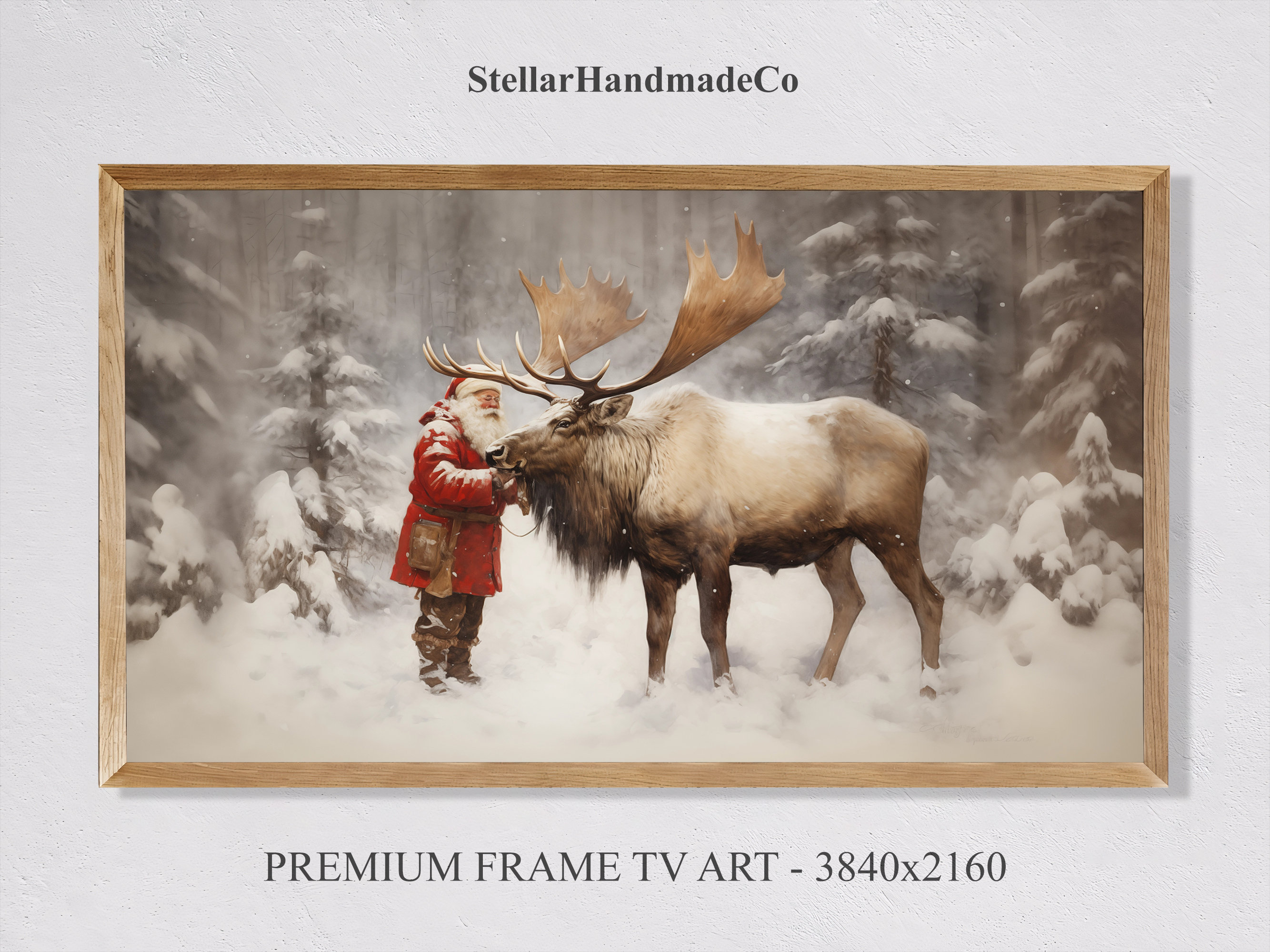 Christmas Frame TV Art, Santa Claus And Reindeer Art For Fra | Inspire ...