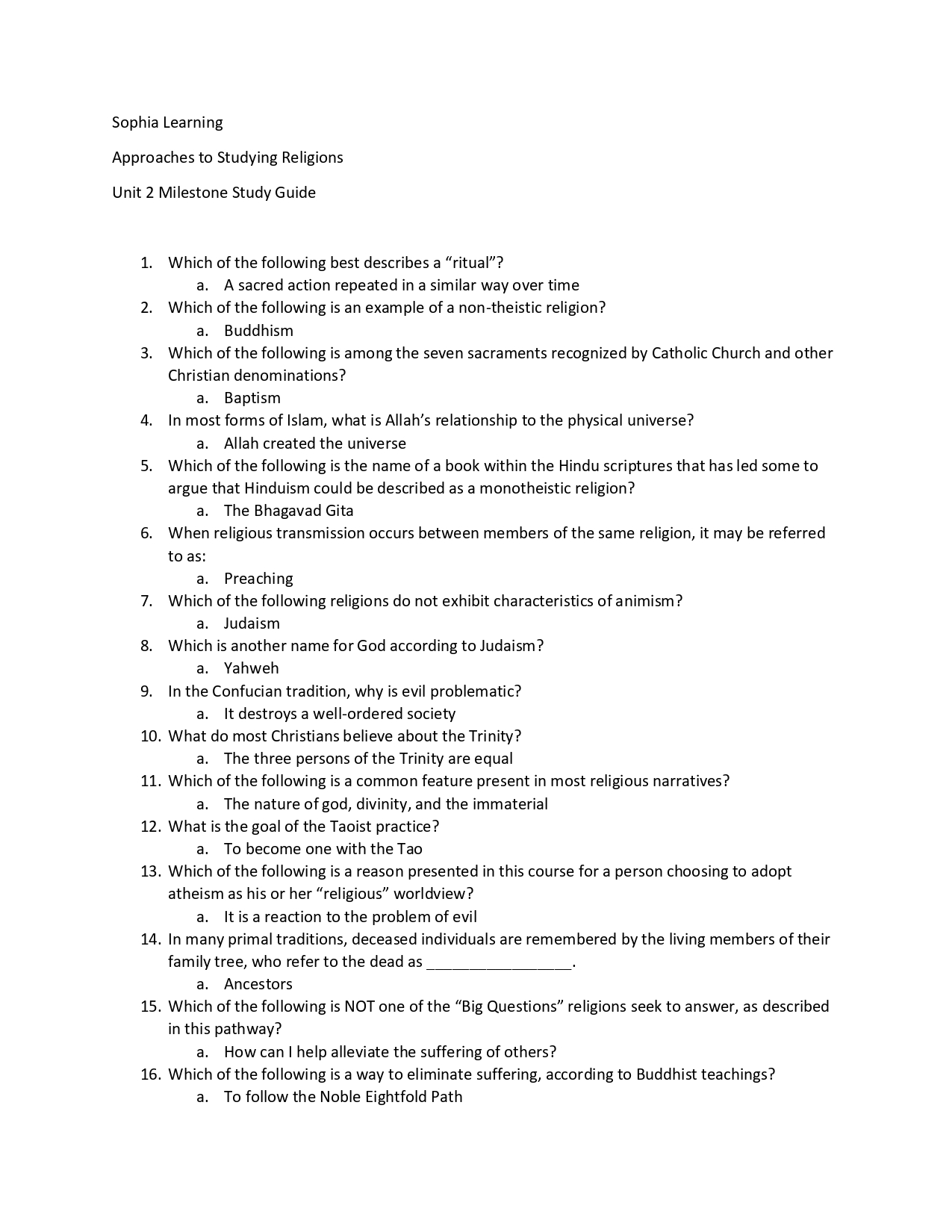 Sophia Learning College Readiness Practice Milestone 2 - Inspire Uplift