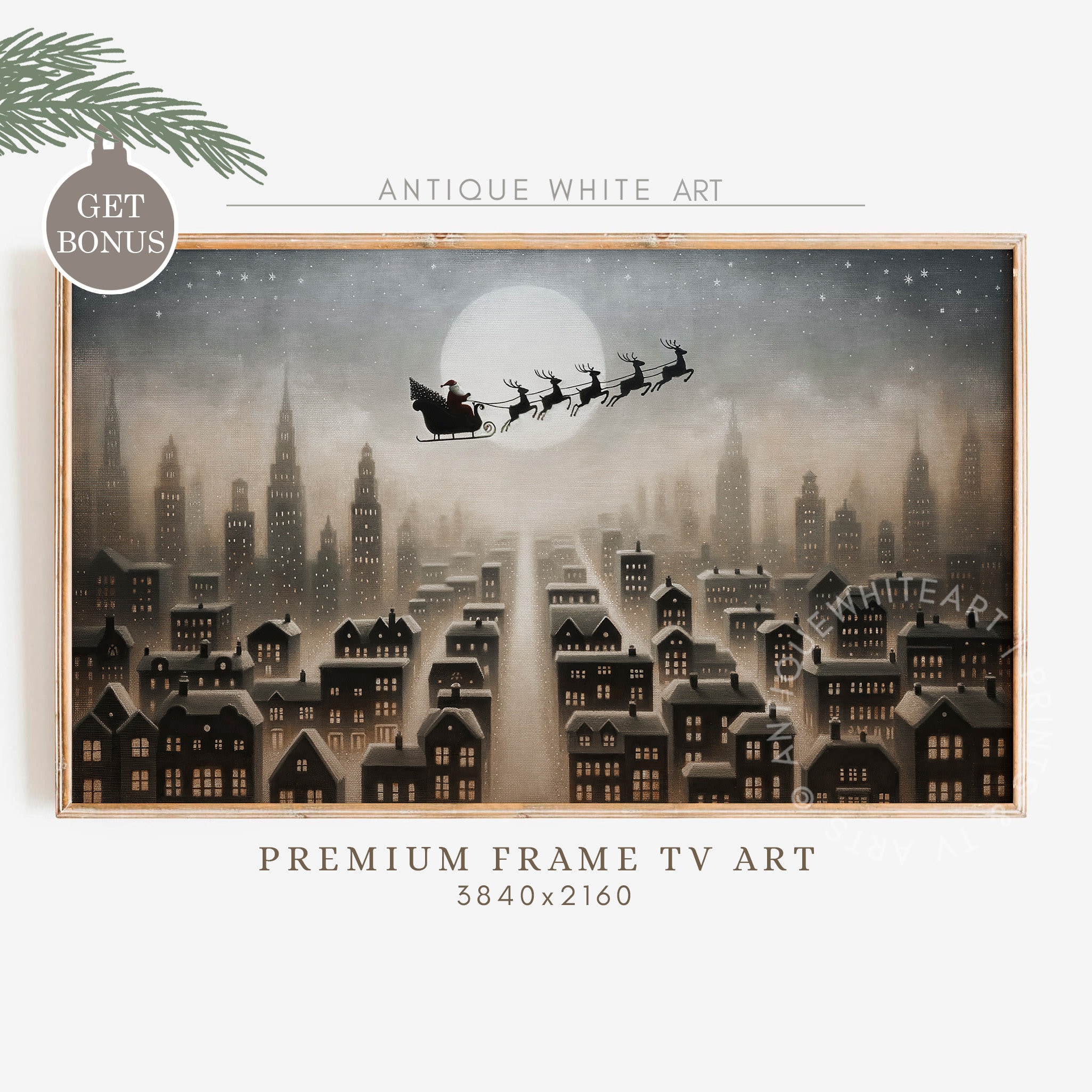 Vintage Christmas Samsung Frame TV Art, Santa's Sleigh Art f - Inspire ...