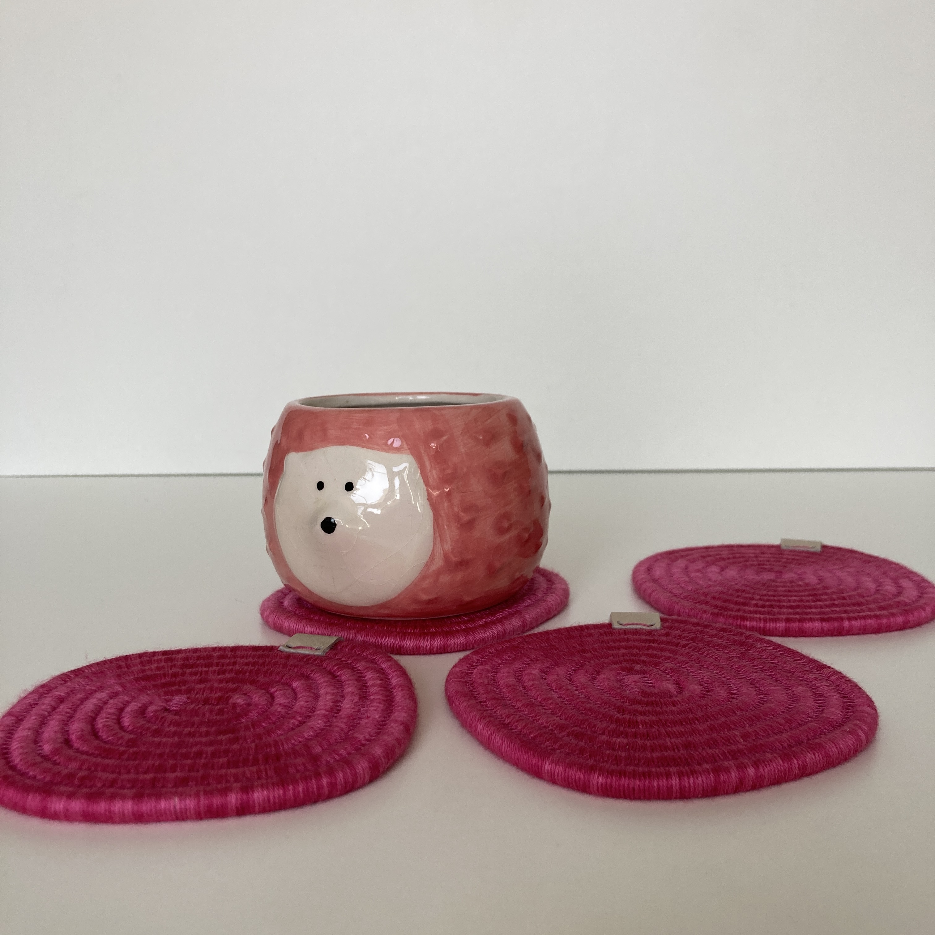 Square Pink coasters for cups, glasses, set of 4 | Inspire Uplift