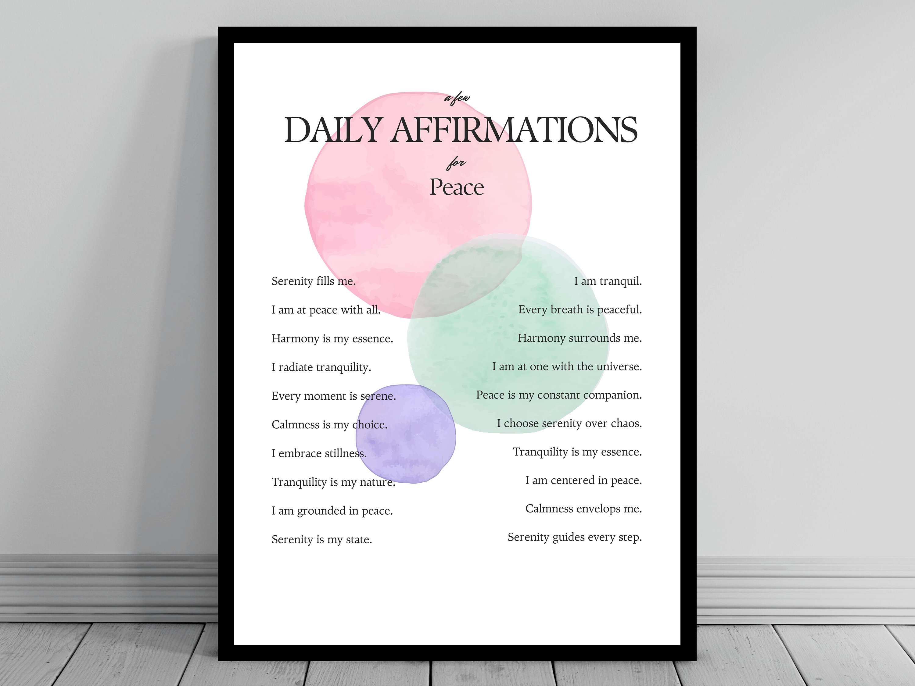 Affirmation Wall Art for Peace Self Love Positive Affirmati | Inspire ...