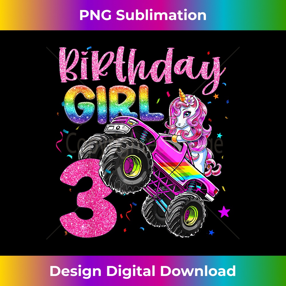 3rd Unicorn Monster Truck Birthday Girls Racing Love 3 Years | Inspire ...