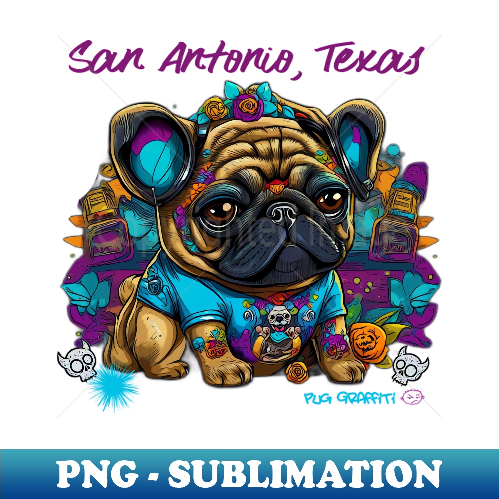 Pug Skull Candy SAN ANTONIO TEXAS - Instant Sublimation Digi | Inspire ...