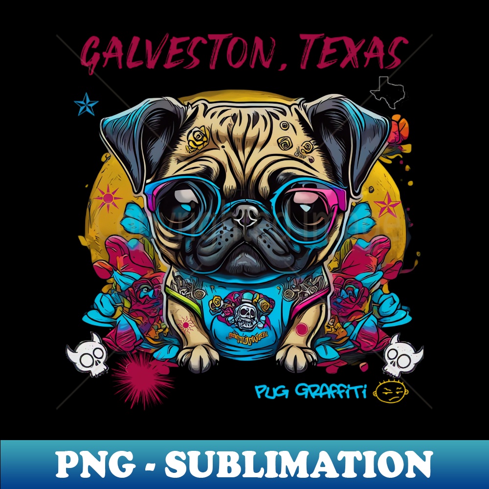 Pug Skull Candy 2 GALVESTON TEXAS - High-Resolution PNG Subl | Inspire ...