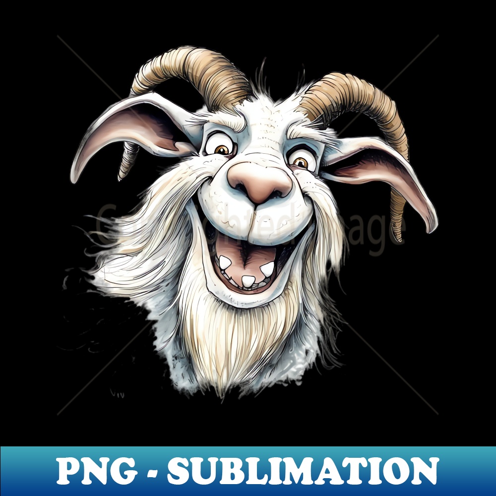 Cartoon Goat With Goofy Facial Expression - Decorative Subli | Inspire ...