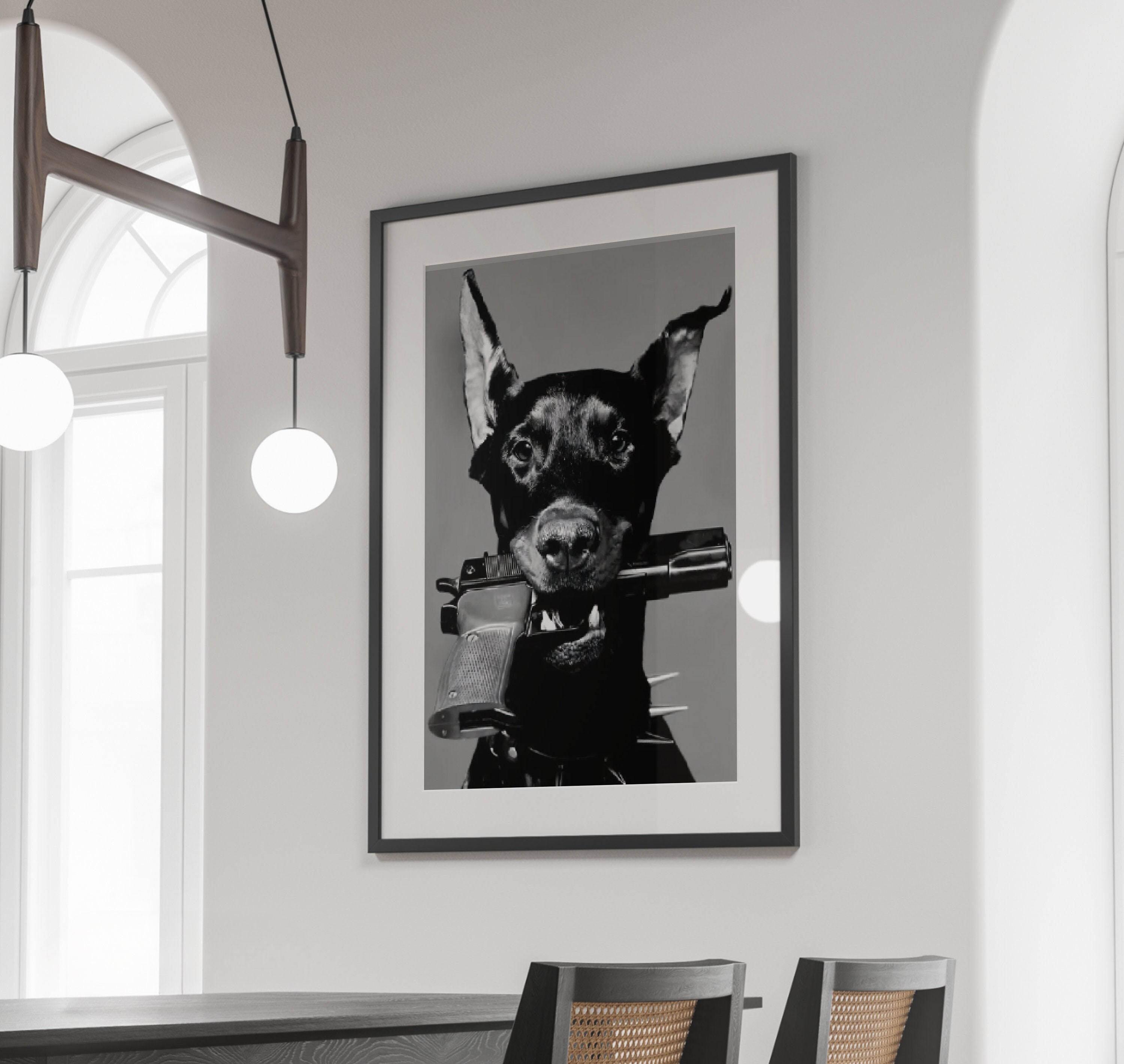 Doberman Gun Poster, Black and White Fashion Photography, Lu - Inspire ...