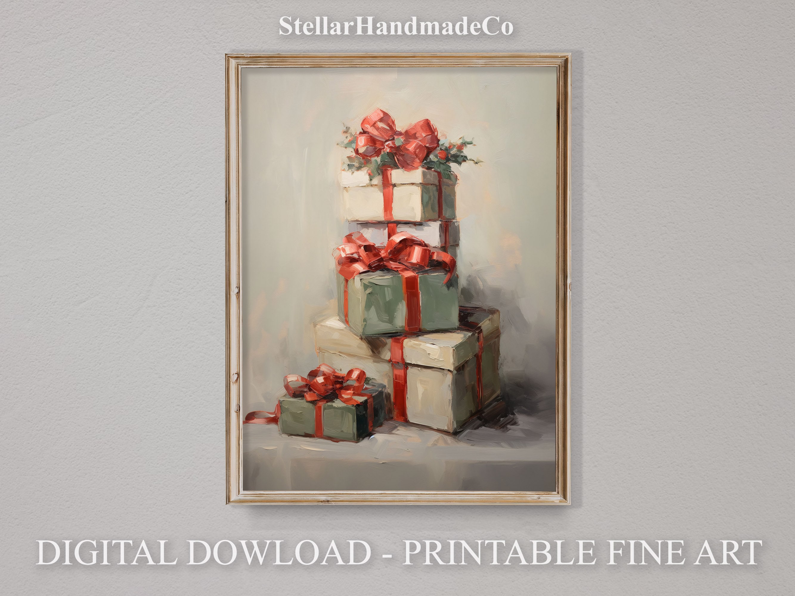 Christmas Printable Wall Art, Christmas Gift Boxes Still Lif - Inspire ...