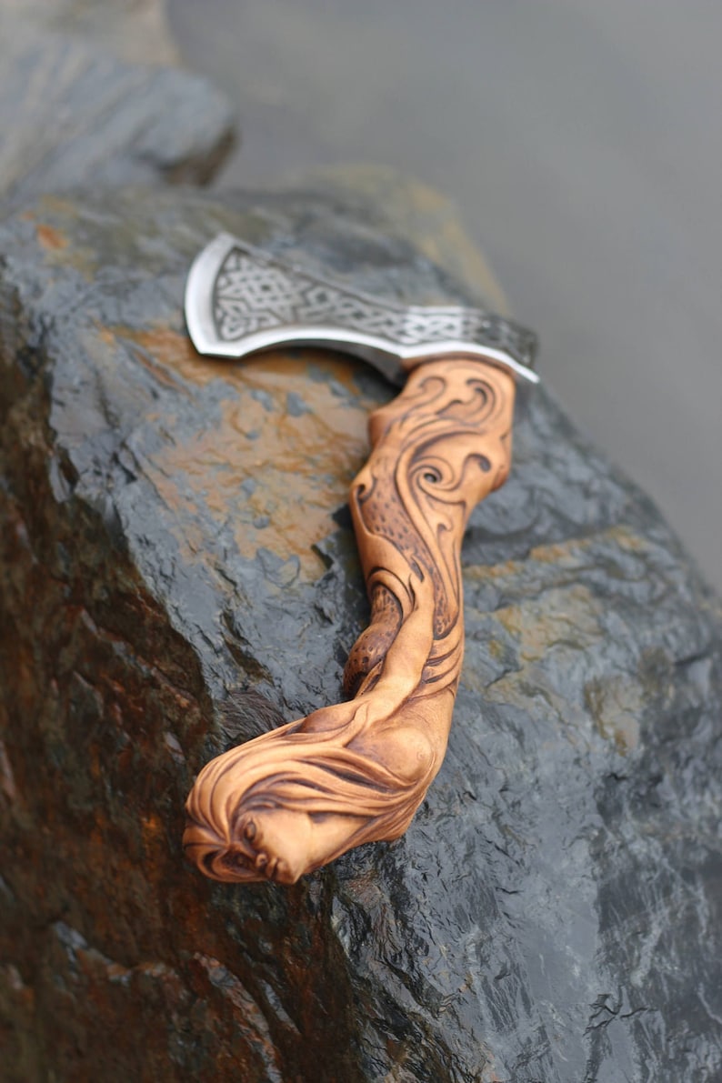 GIFT for HIM Viking HATCHET Axe Wolf Forged Carbon Steel Axe | Inspire ...