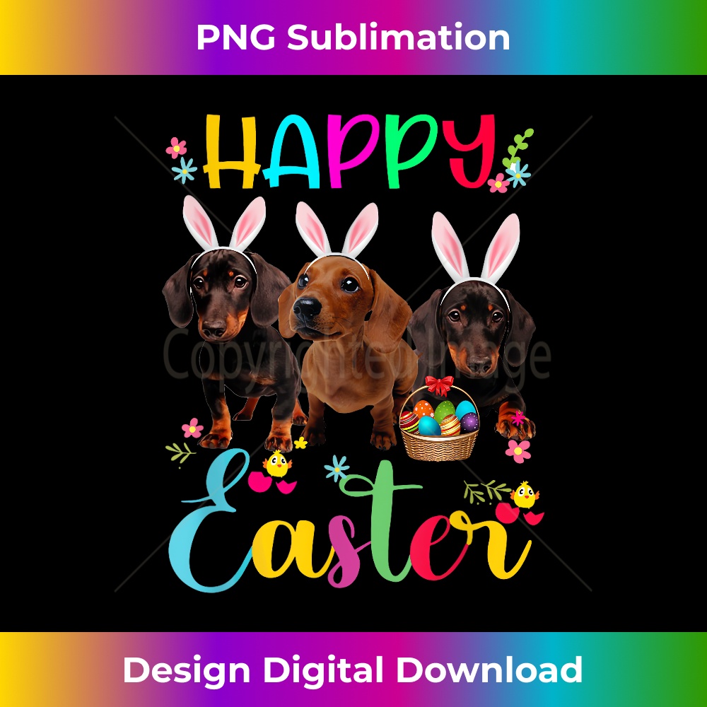 Happy Easter Three Dachshunds Wearing Bunny Ears Basket Do - | Inspire ...