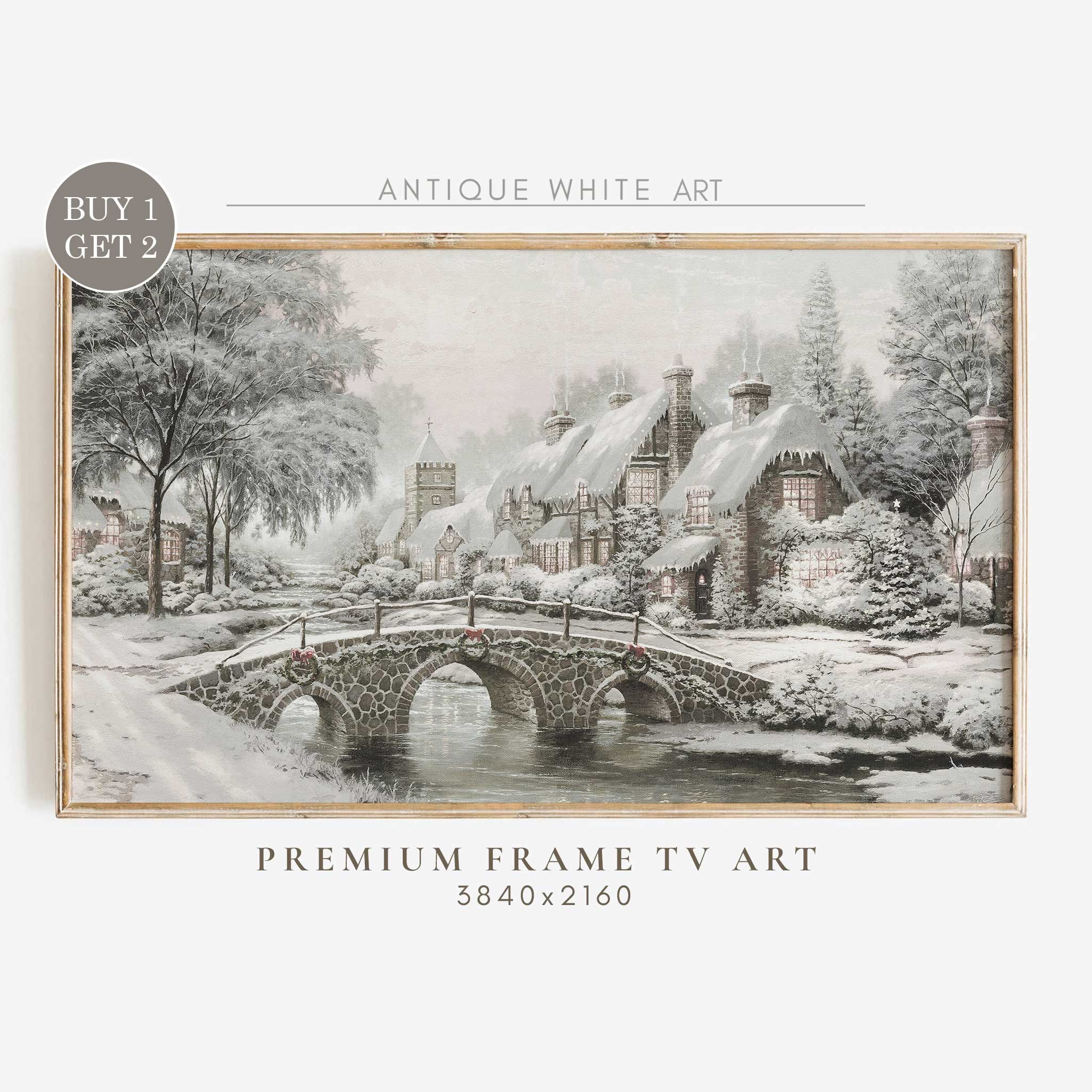 Vintage Winter Landscape Frame TV Art, Farmhouse Christmas A | Inspire ...