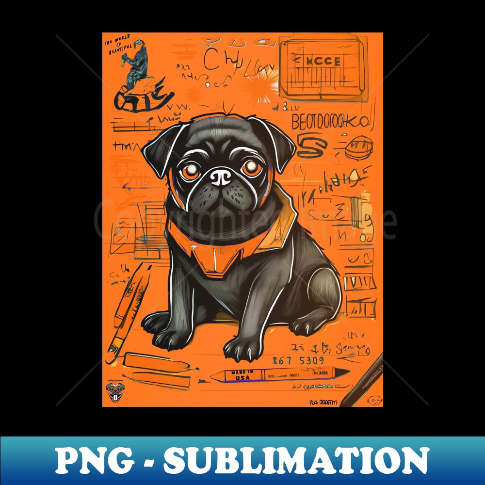 Pug Sketchbook 10 ORANGE - PNG Transparent Digital Download | Inspire ...