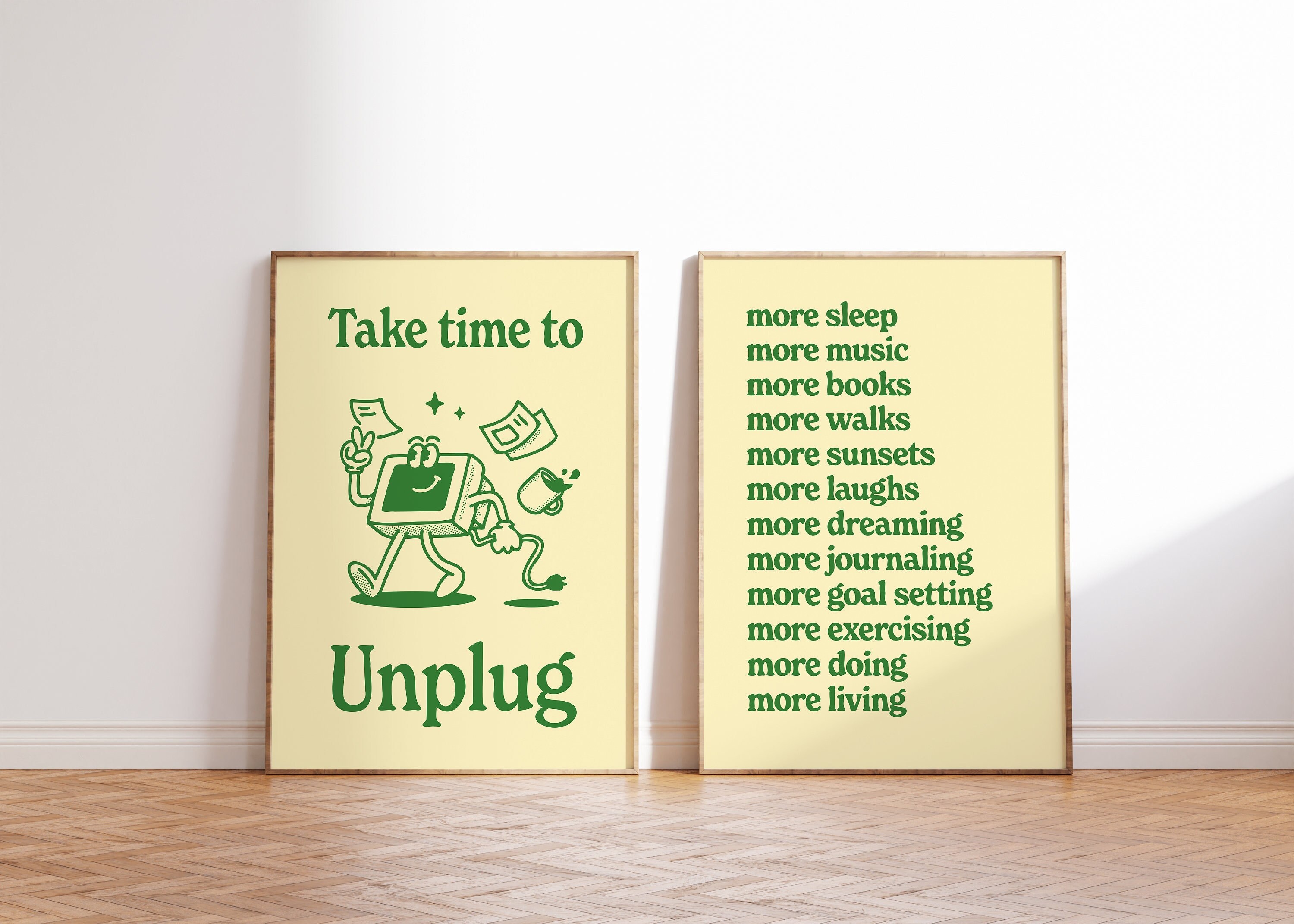 Positive Mindset Poster Set Of 2, Mindful Poster, Retro Wall | Inspire ...