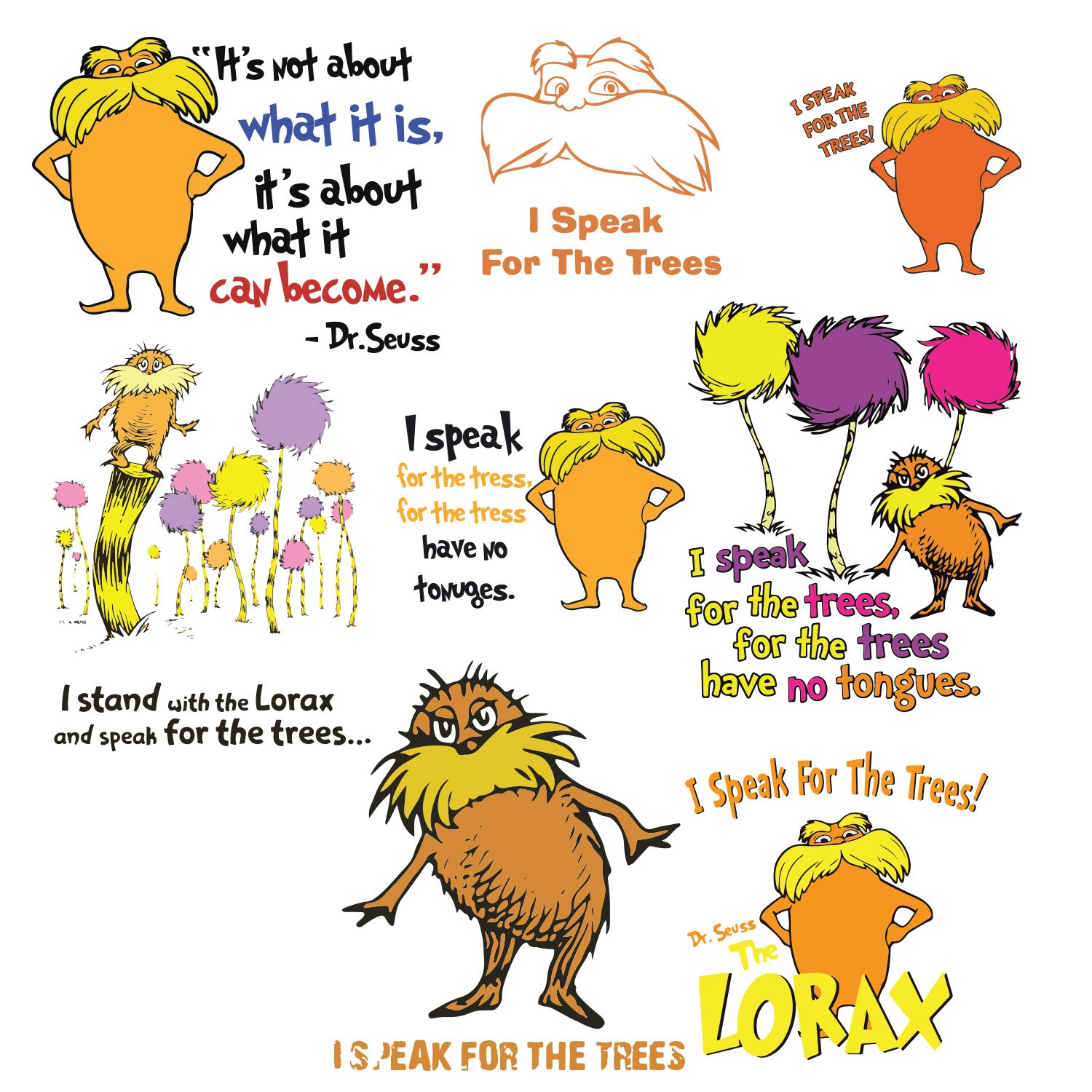 The Lorax Bundle Svg, Dr Seuss Svg, Truffula Tree Svg, Truff | Inspire ...