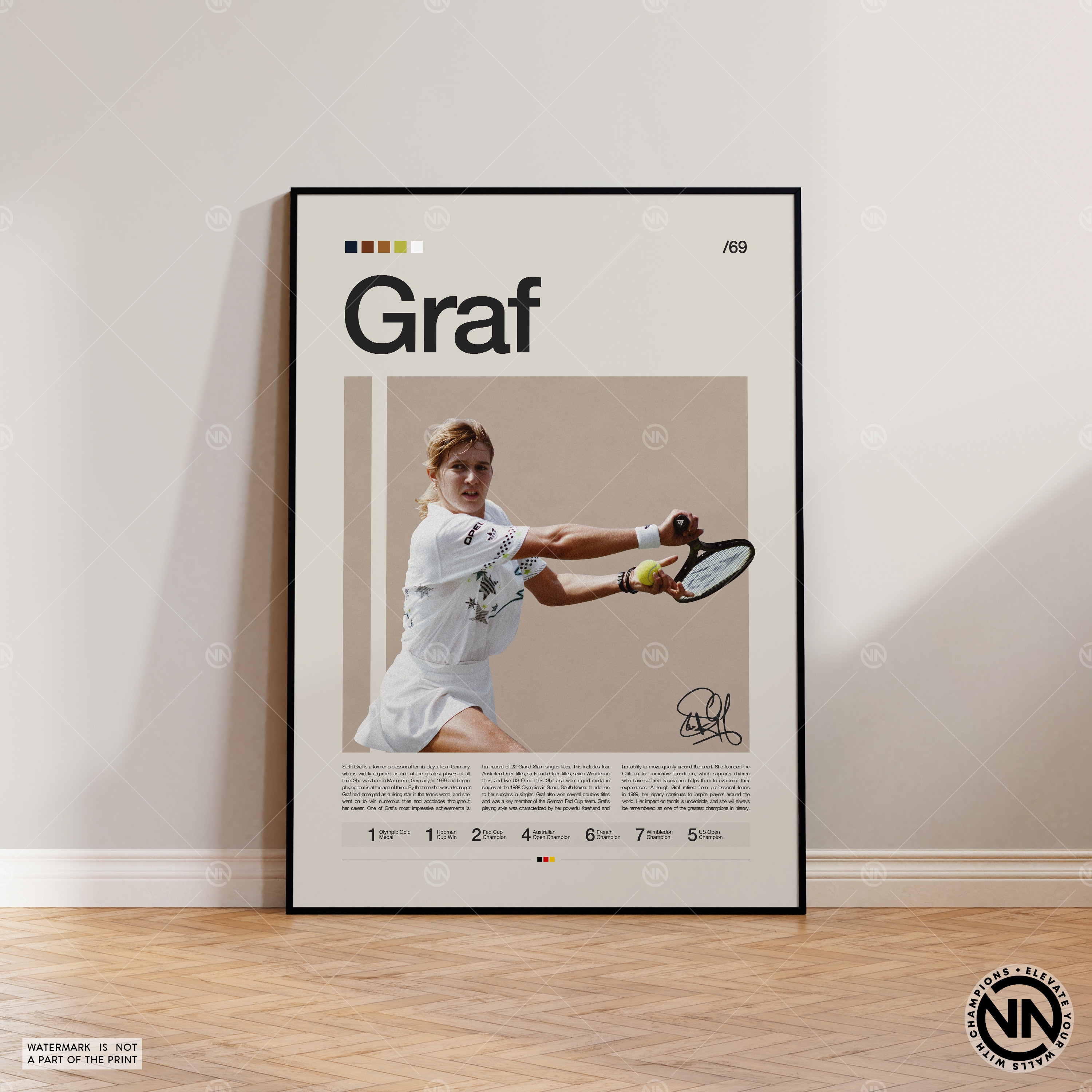 Steffi Graf Poster, Tennis Poster, Motivational Poster, Spor | Inspire ...