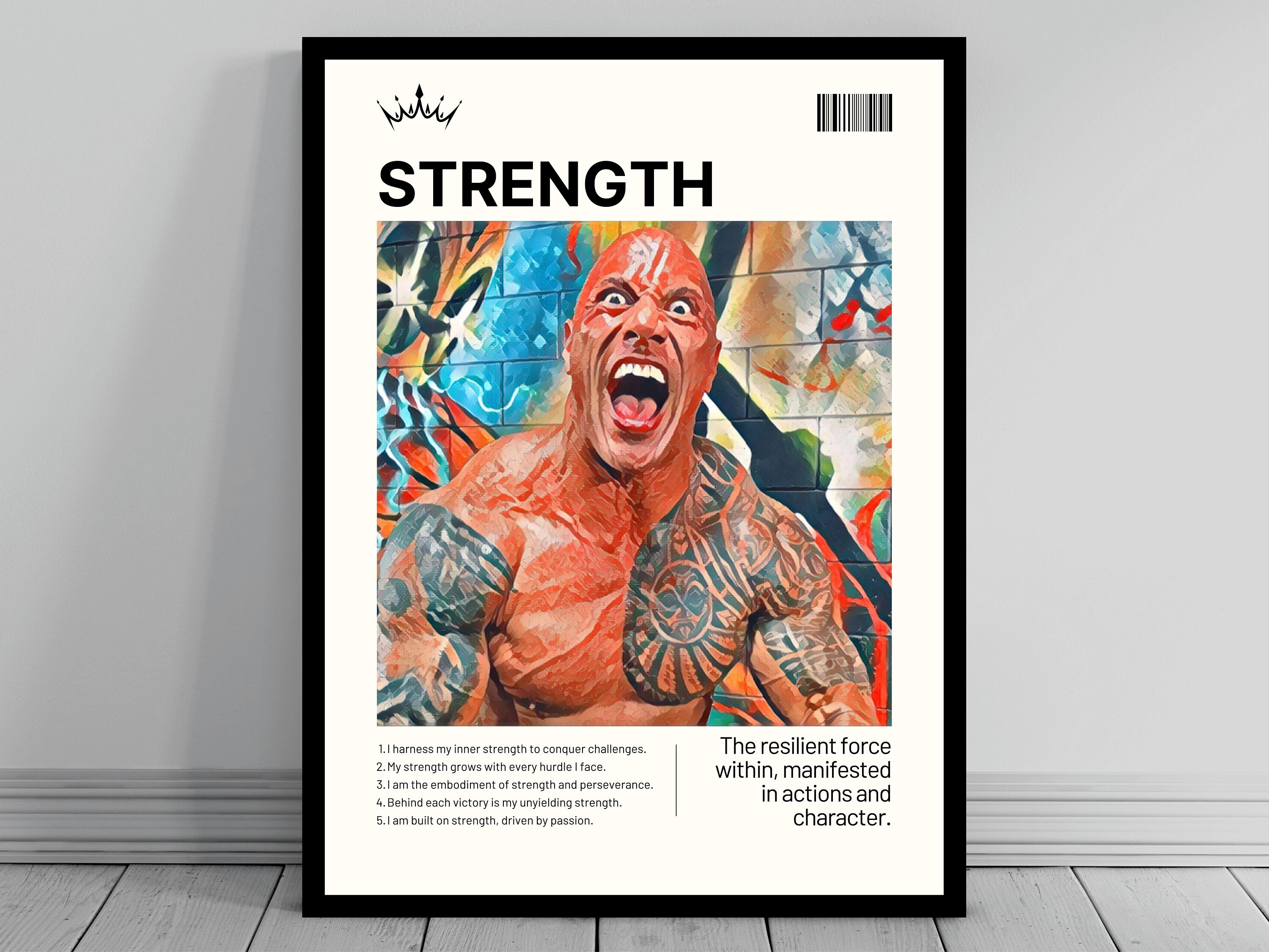 Strength Daily Affirmation The Rock Motivational Poster Mid | Inspire ...