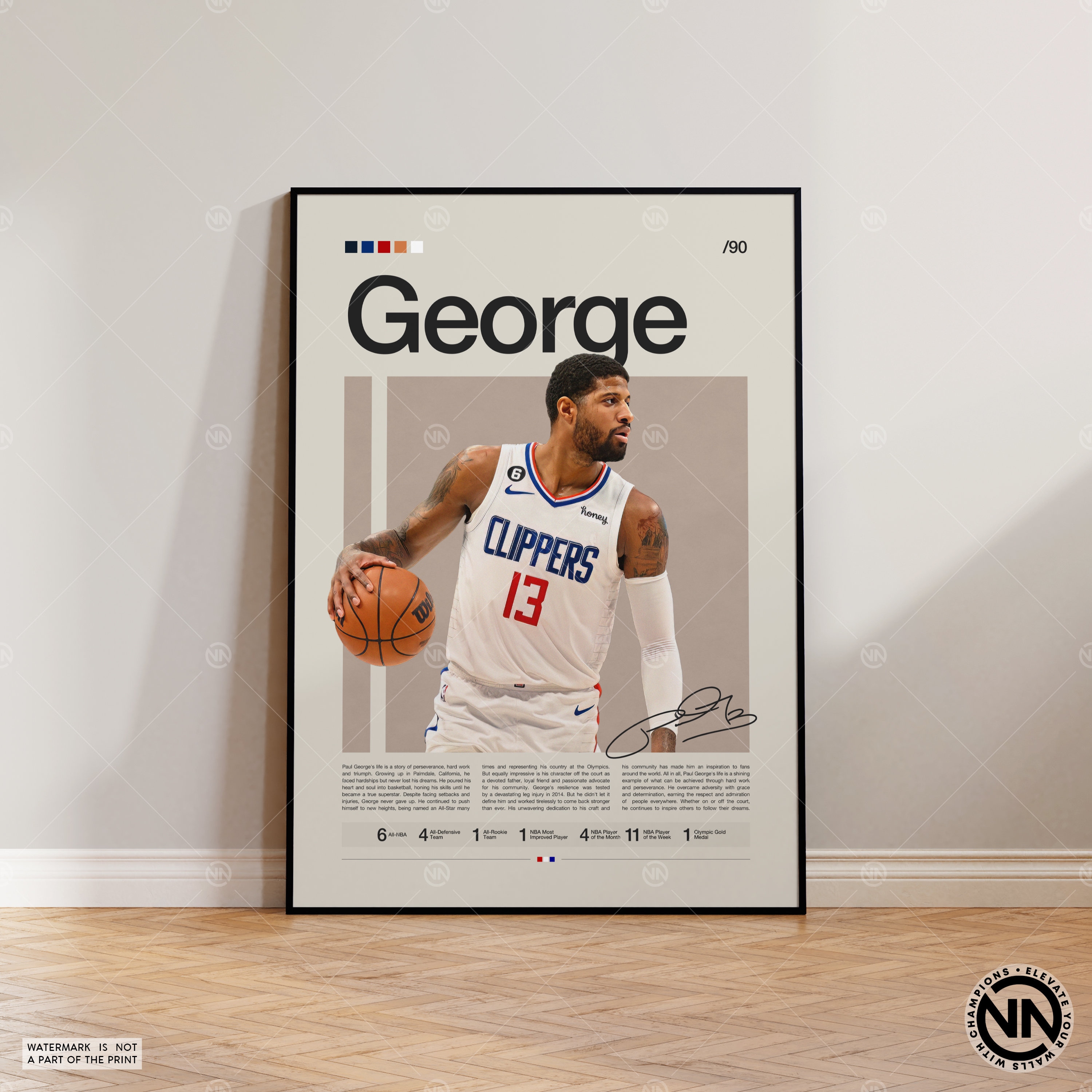 Paul George Poster, LA Clippers Poster, NBA Poster, Sports P - Inspire ...