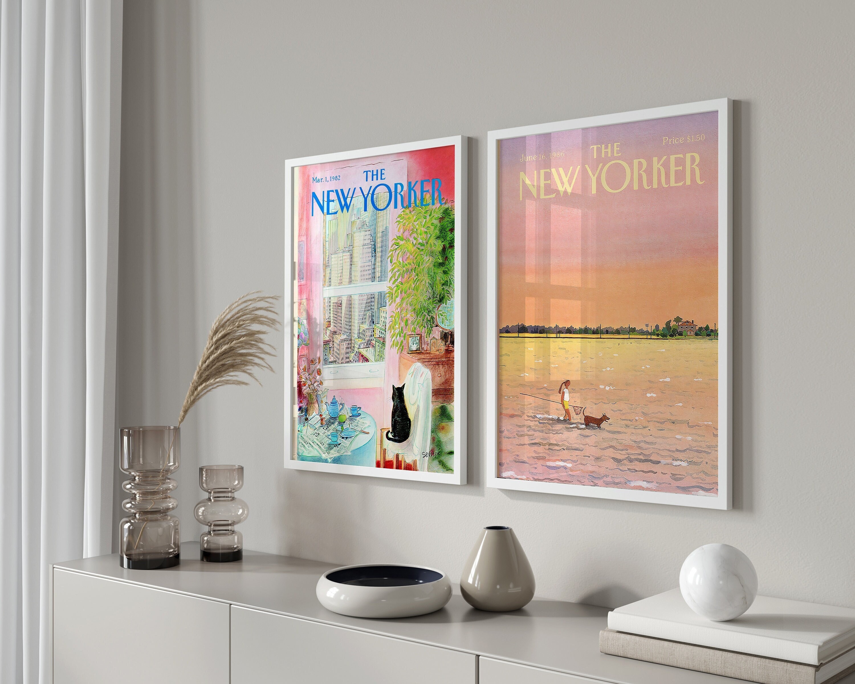 New Yorker Magazine Cover Poster Set of 2, The New Yorker Pr | Inspire ...