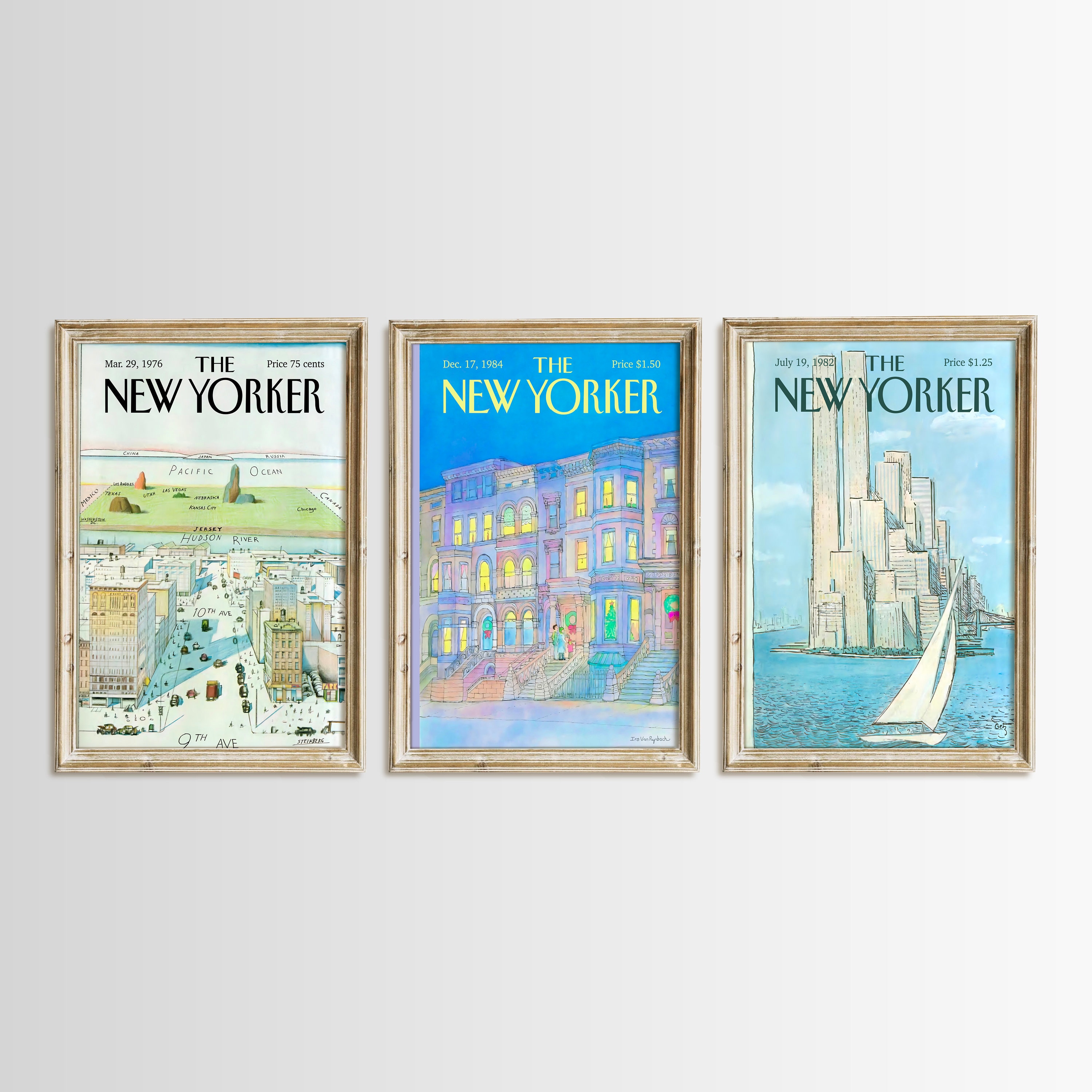 New Yorker Magazine Cover Poster Set Of 3, Trendy Wall Art, | Inspire ...