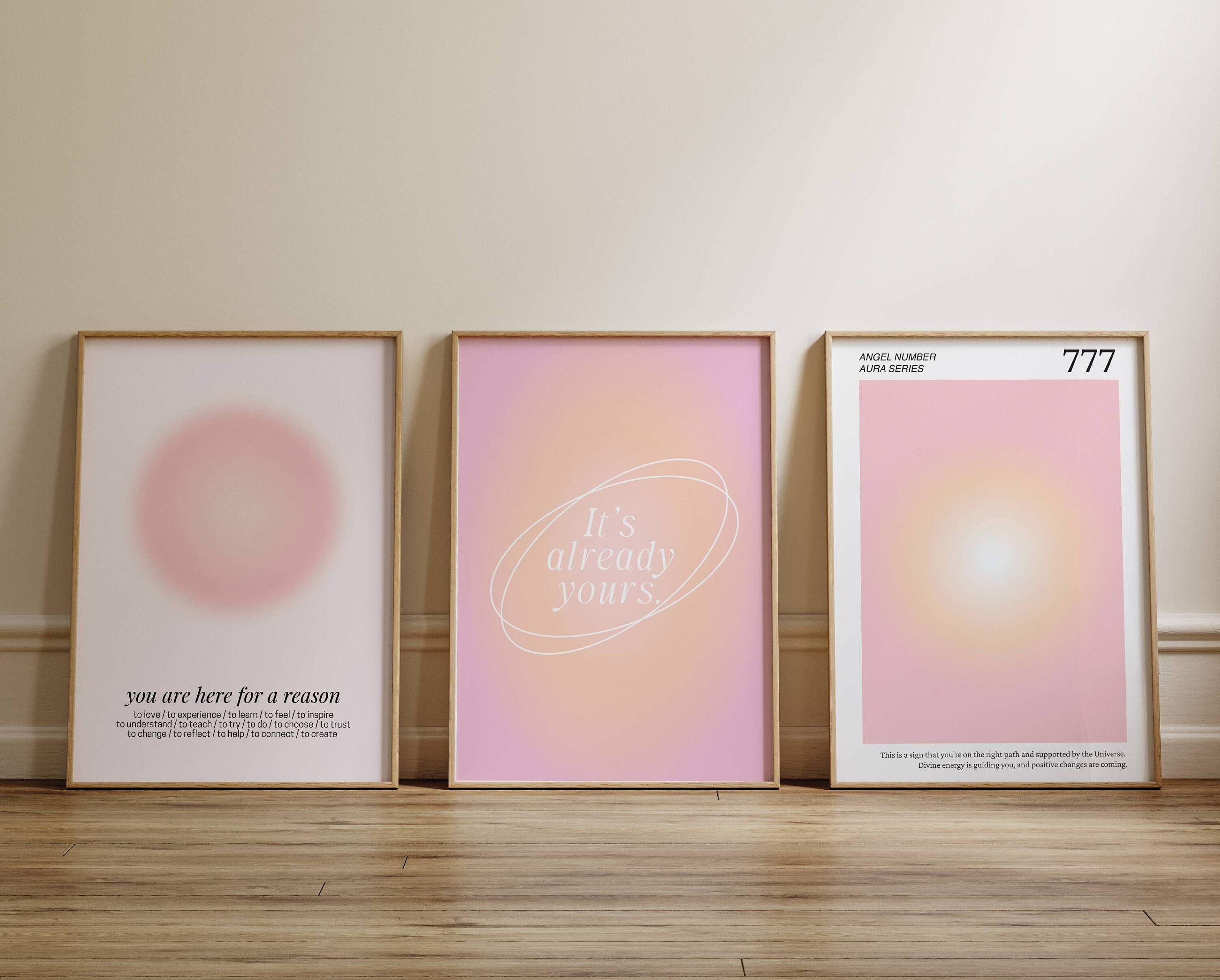 Positive Affirmation Pink Aura Poster, Angel Numbers 777, Pr - Inspire ...
