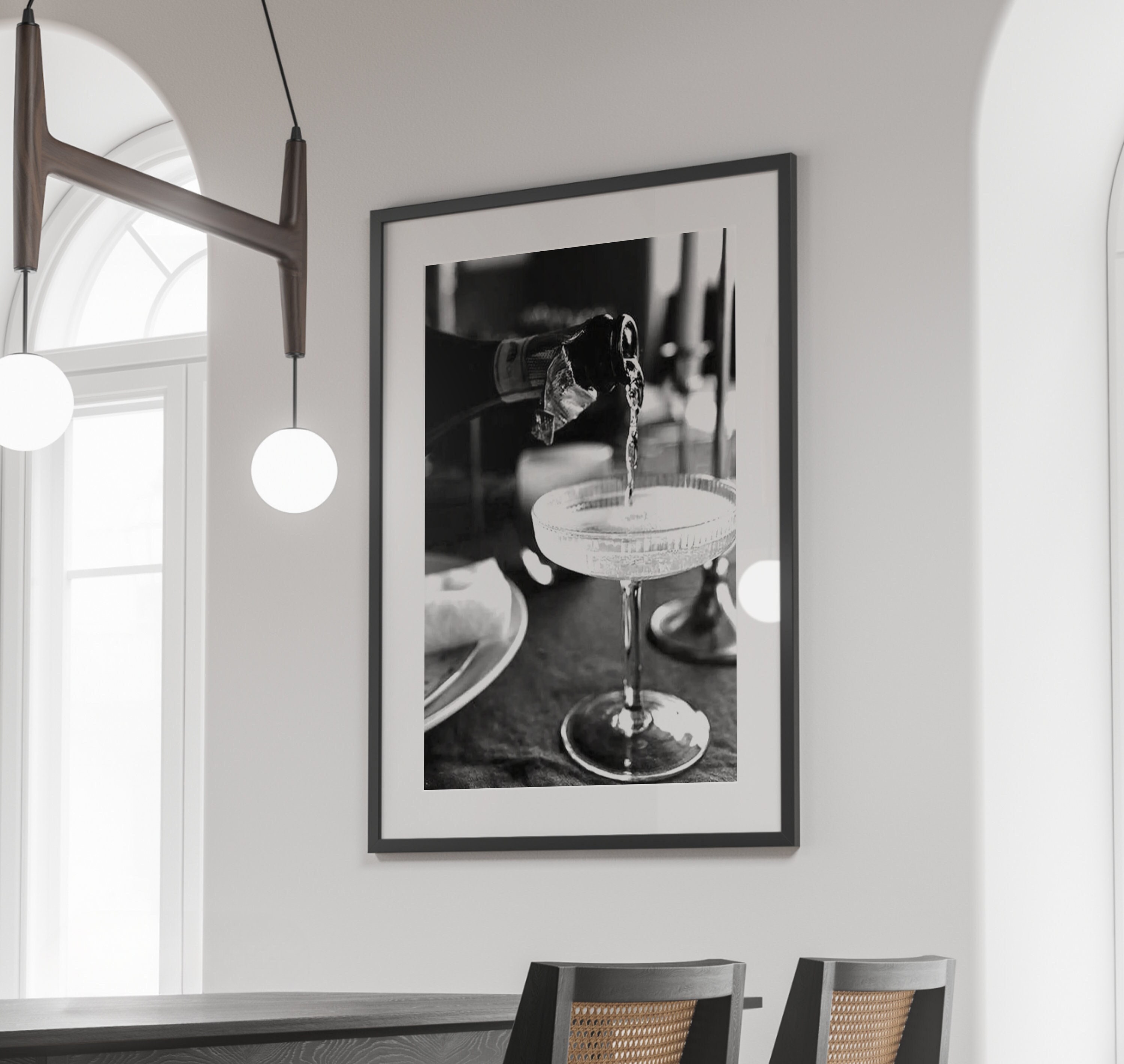 Champagne Poster, Champagne Print, , Alcohol Wall Art, Black | Inspire ...