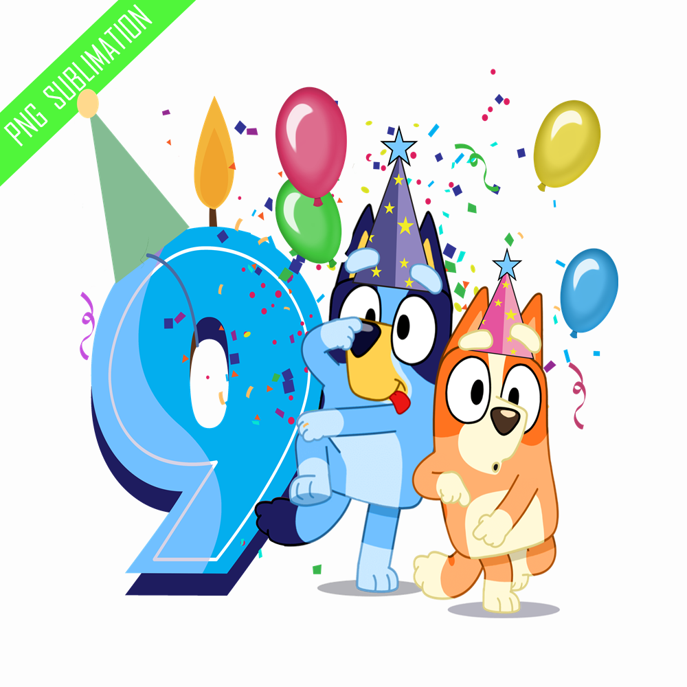 9th blue bluey birthday png - Inspire Uplift