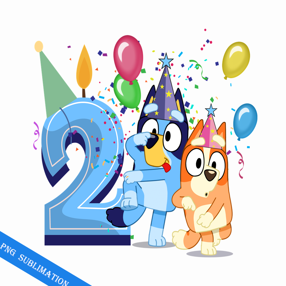 2nd blue bluey birthday png - Inspire Uplift