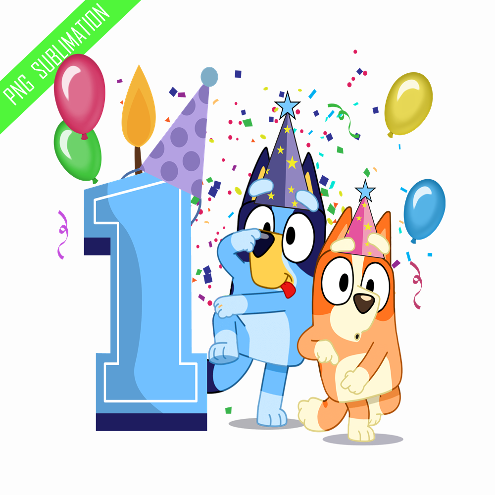 1st blue bluey birthday png - Inspire Uplift