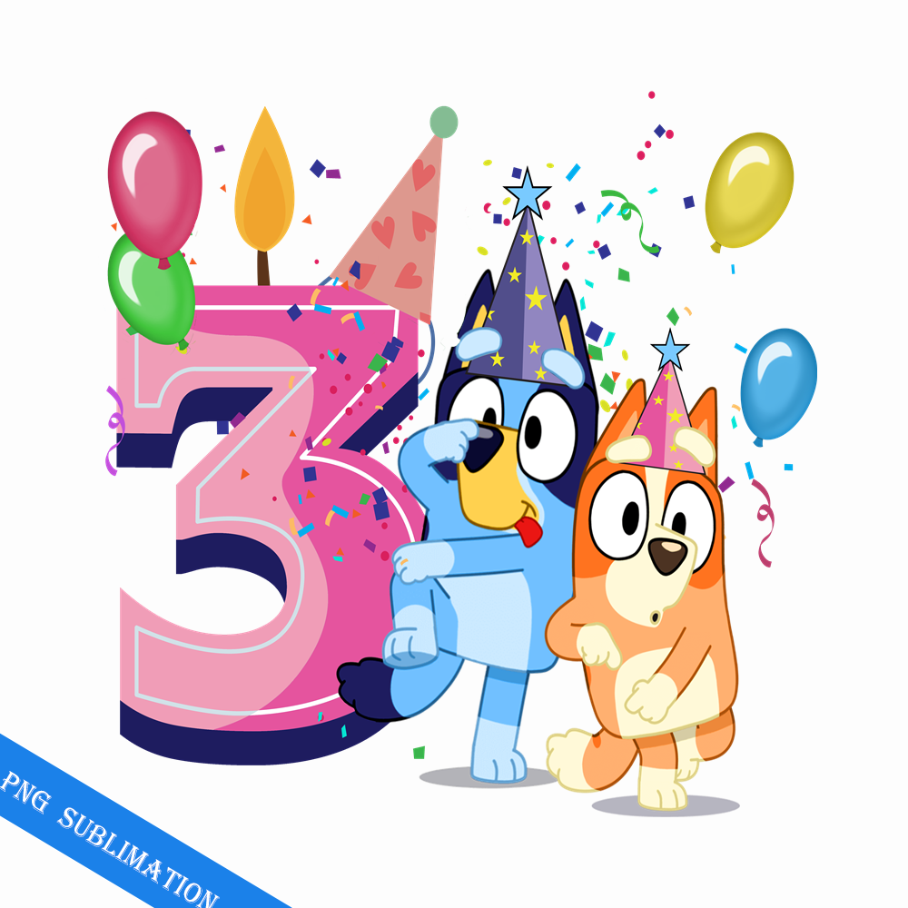 3rd pink bluey birthday png | Inspire Uplift