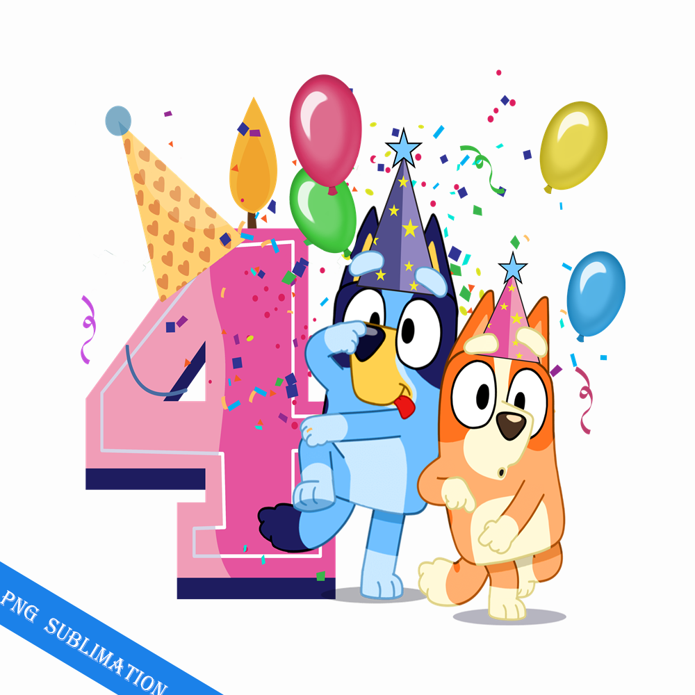 4th pink bluey birthday png - Inspire Uplift