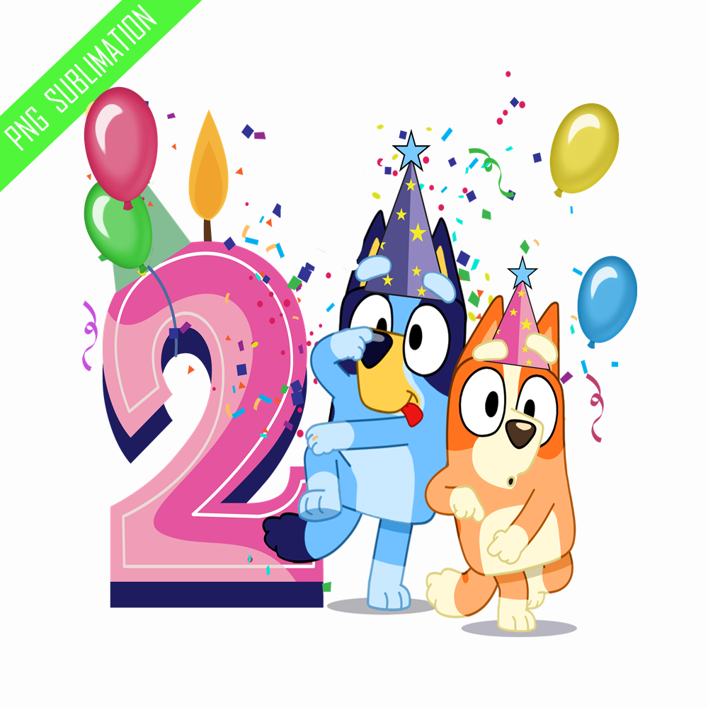 2nd pink bluey birthday png - Inspire Uplift