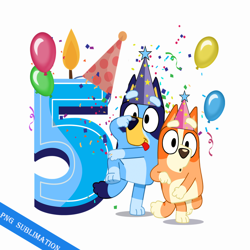 5th blue bluey birthday png | Inspire Uplift