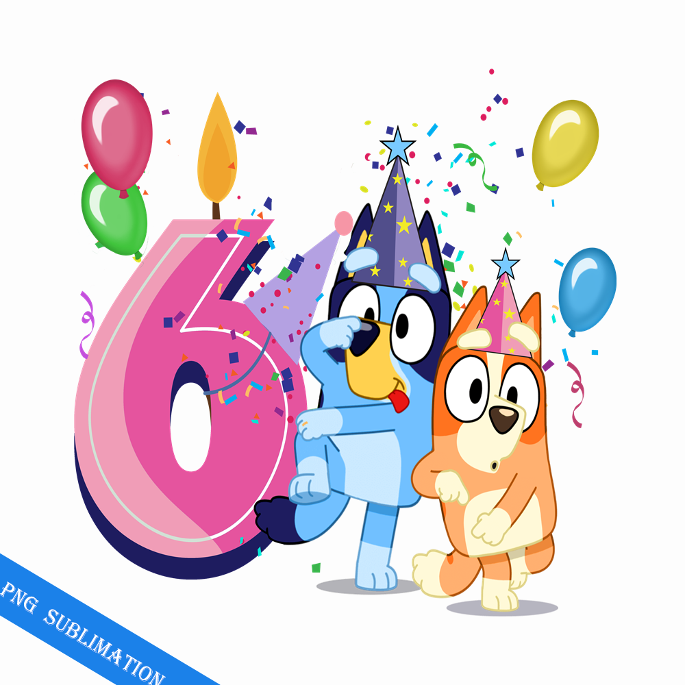 6th pink bluey birthday png - Inspire Uplift