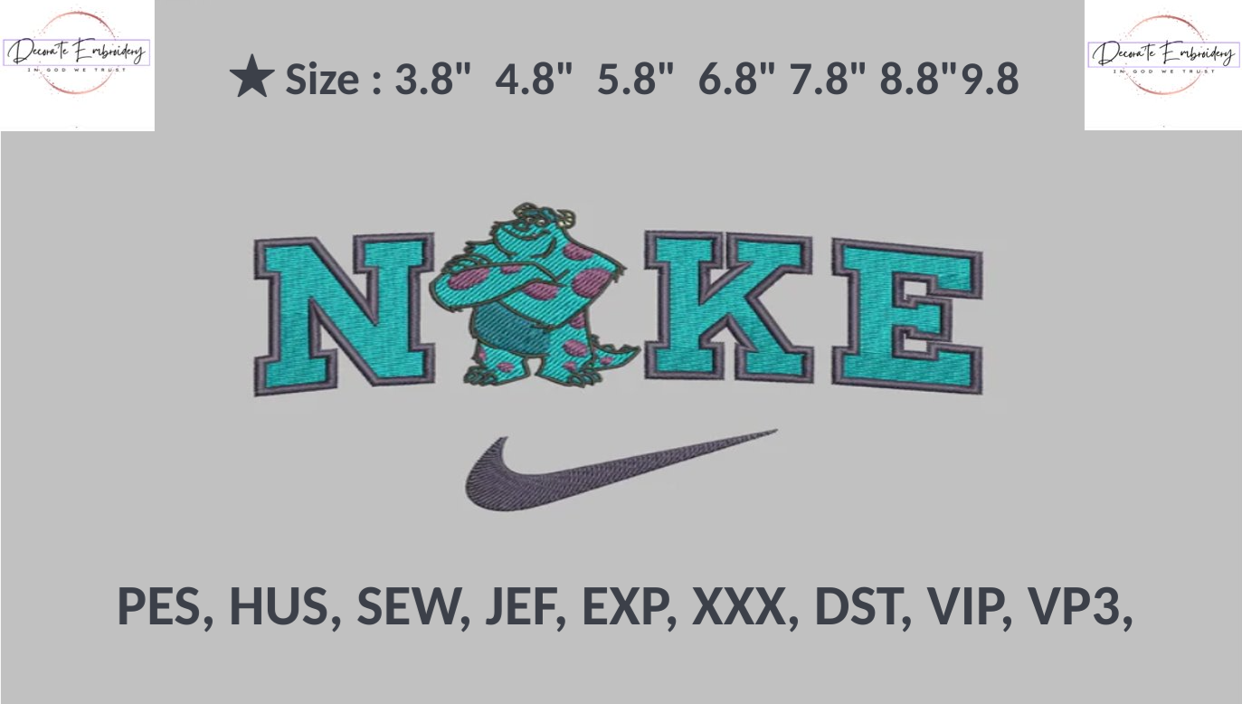 Nike Sulley Monster Ink Embroidery File , Embroidery Files, | Inspire ...