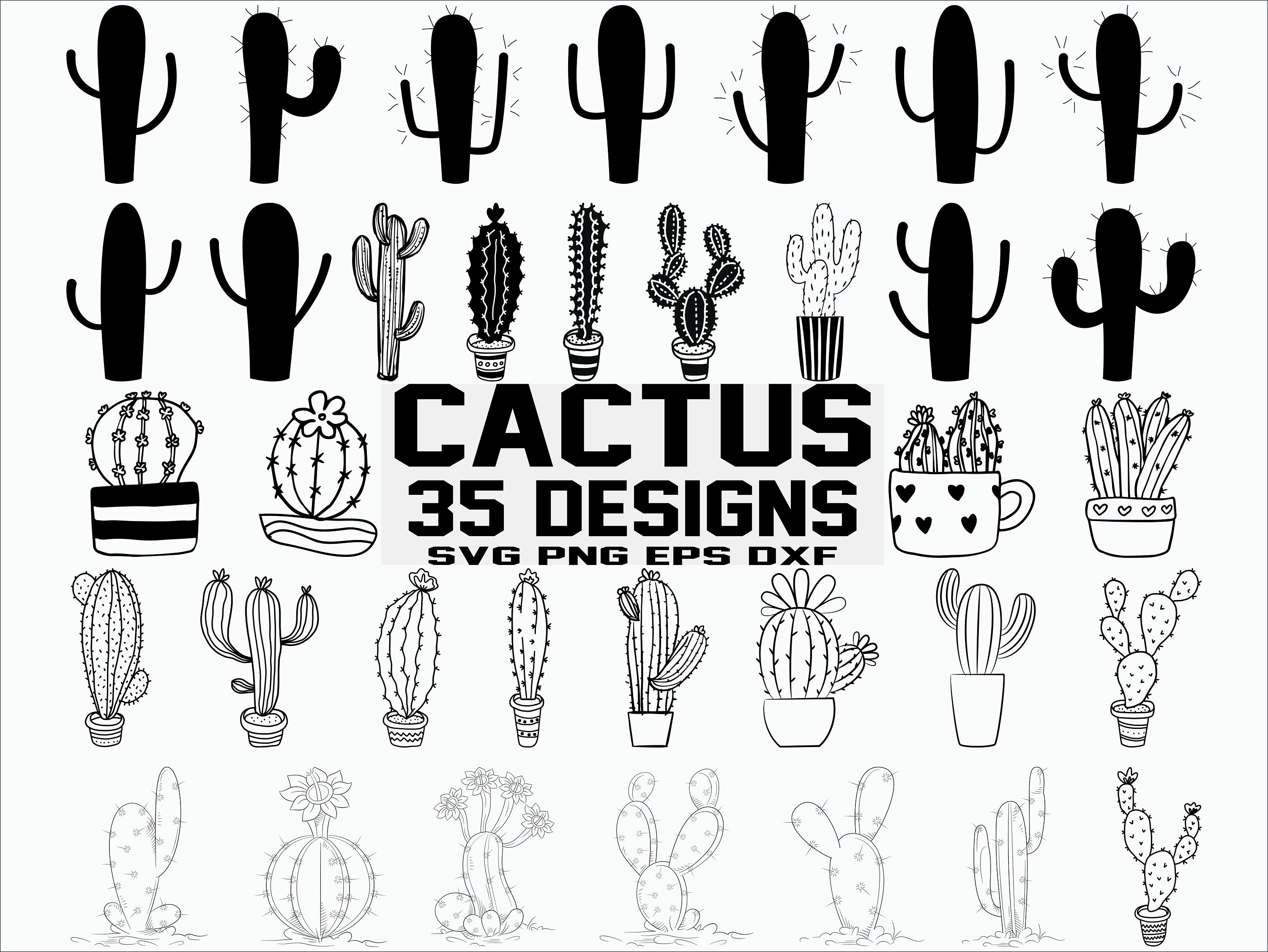 Cactus Svg Bundle, Desert Cacti Plants, Cactus Vector, Cactu - Inspire ...
