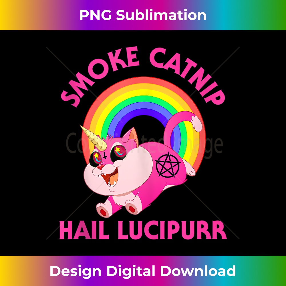 Smoke Catnip Hail Lucipurr, Funny Satan Cat Unicorn Meme Tan | Inspire ...