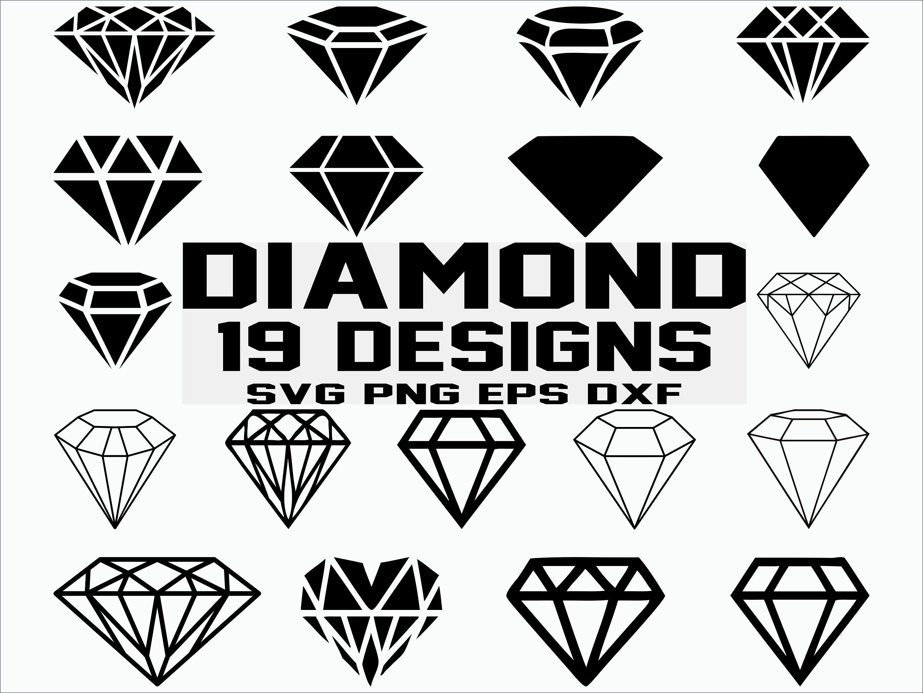 Diamond SVG, Wedding Diamond SVG, Diamond Clipart, Silhouett | Inspire ...