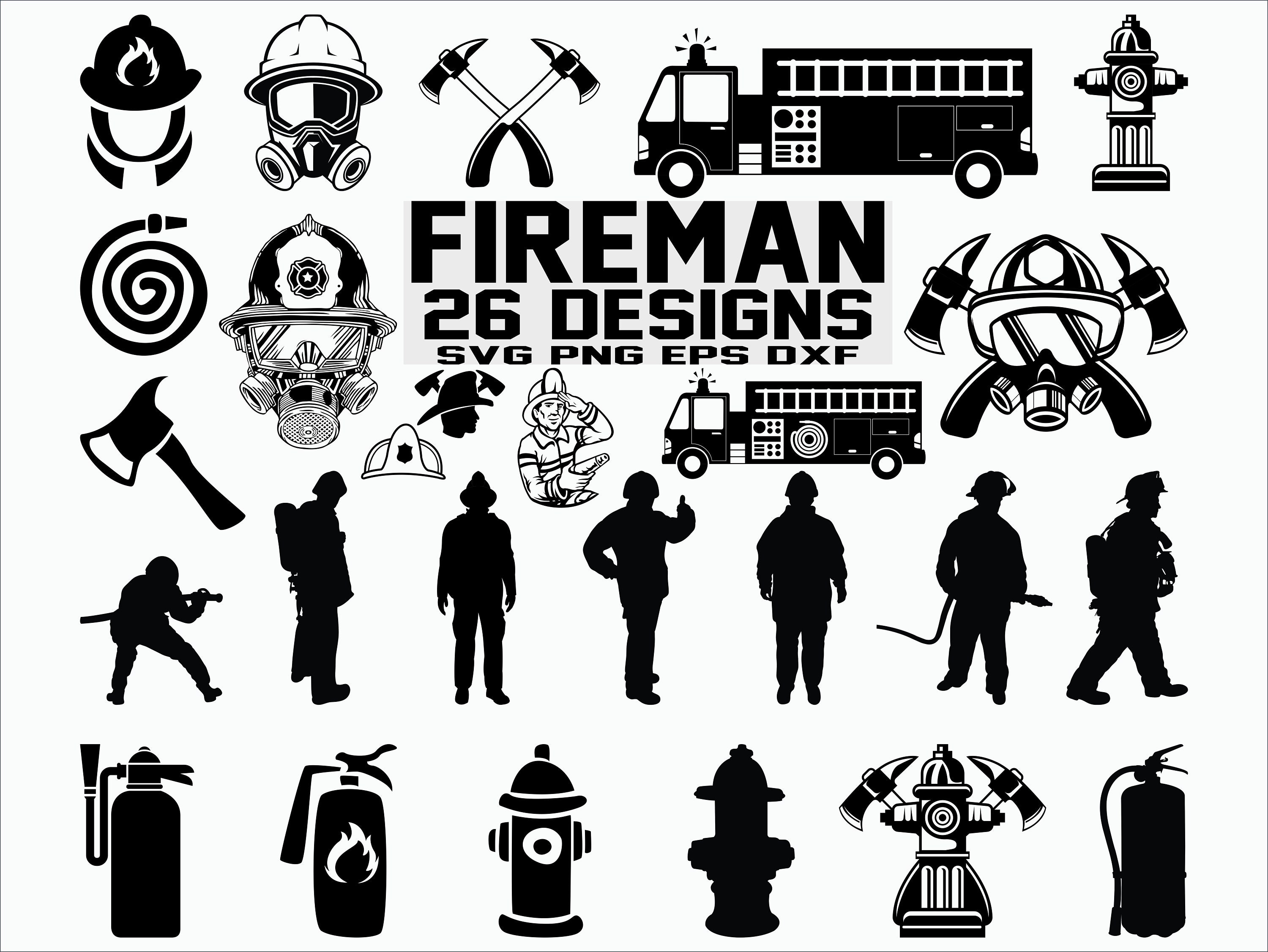Fireman SVG, Firefighter SVG, Extinguisher SVG, Clipart - Inspire Uplift