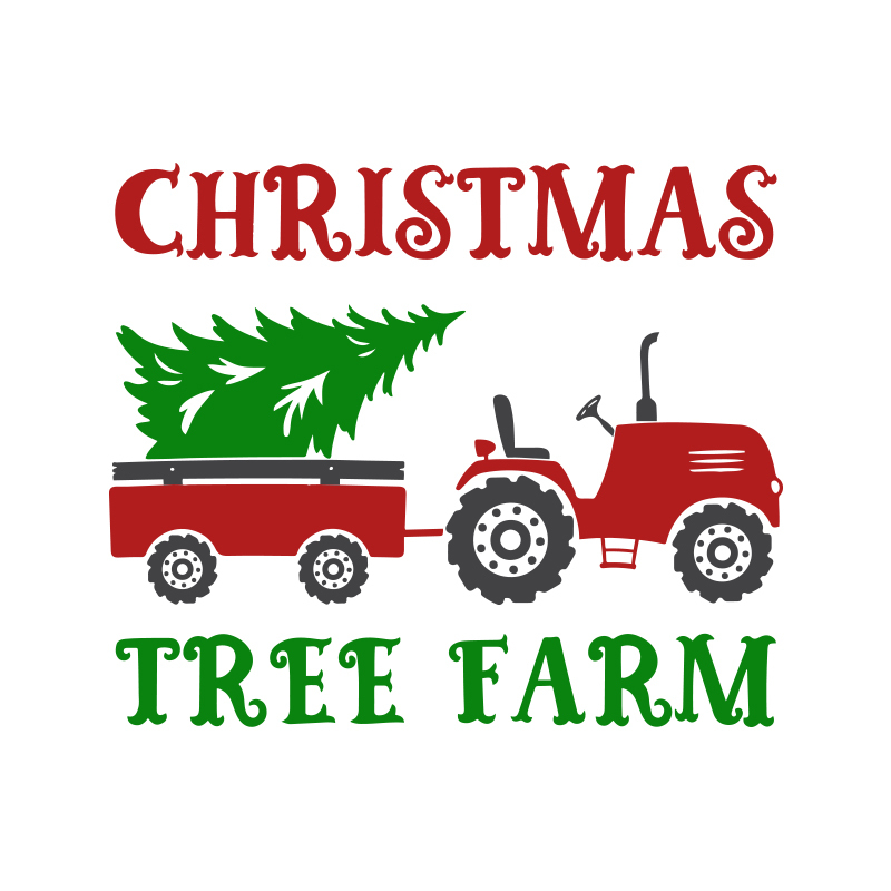 Christmas tractor svg, trailer with tree, red truck, farm fr - Inspire ...