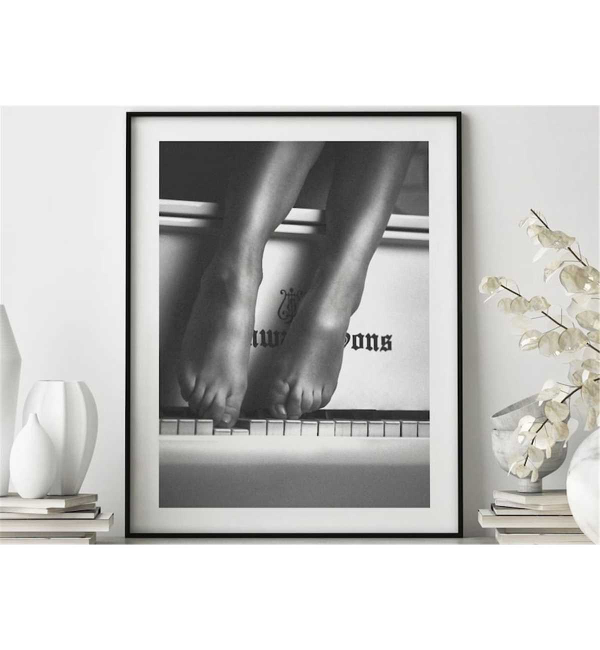 Woman Legs on Piano Print, Black and White, | Inspire Uplift