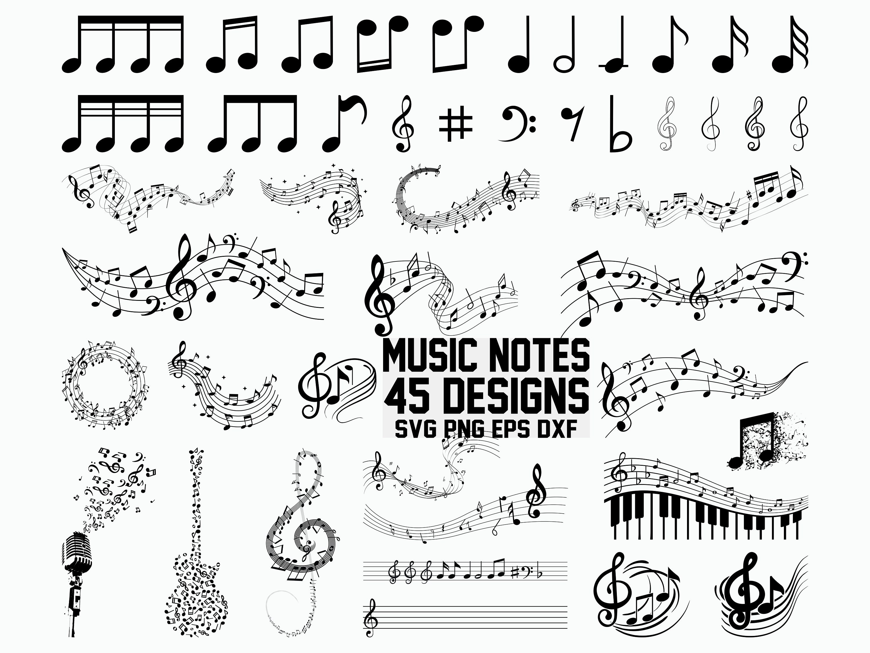Music Notes SVG, Guitar Note Svg, Cut Files, Cricut | Inspire Uplift