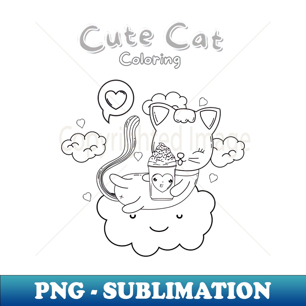 Cute cat colouring - PNG Transparent Sublimation File - Perf | Inspire ...