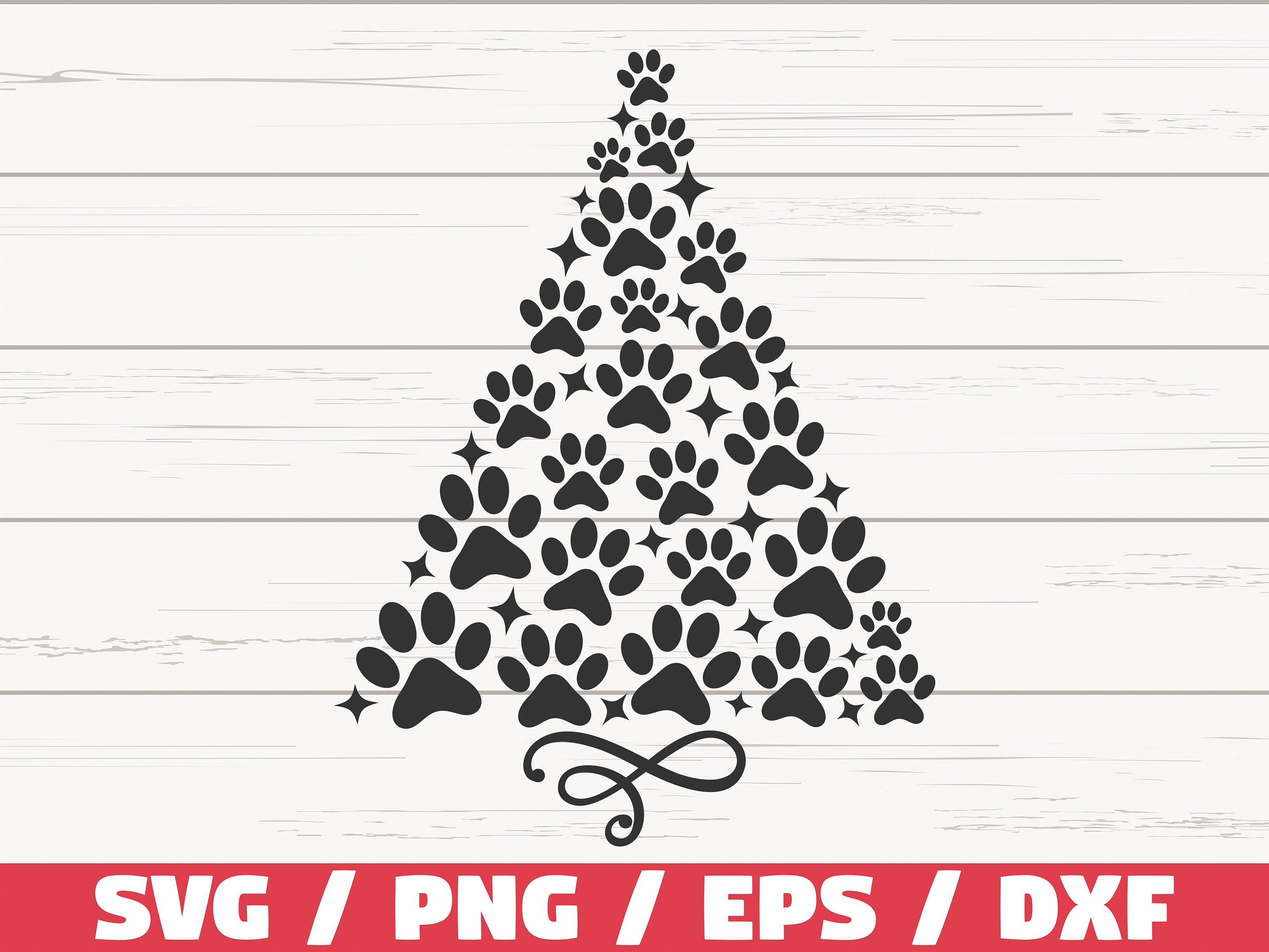 Paw Tree SVG, Christmas SVG, Cut File, Commercial use - Inspire Uplift