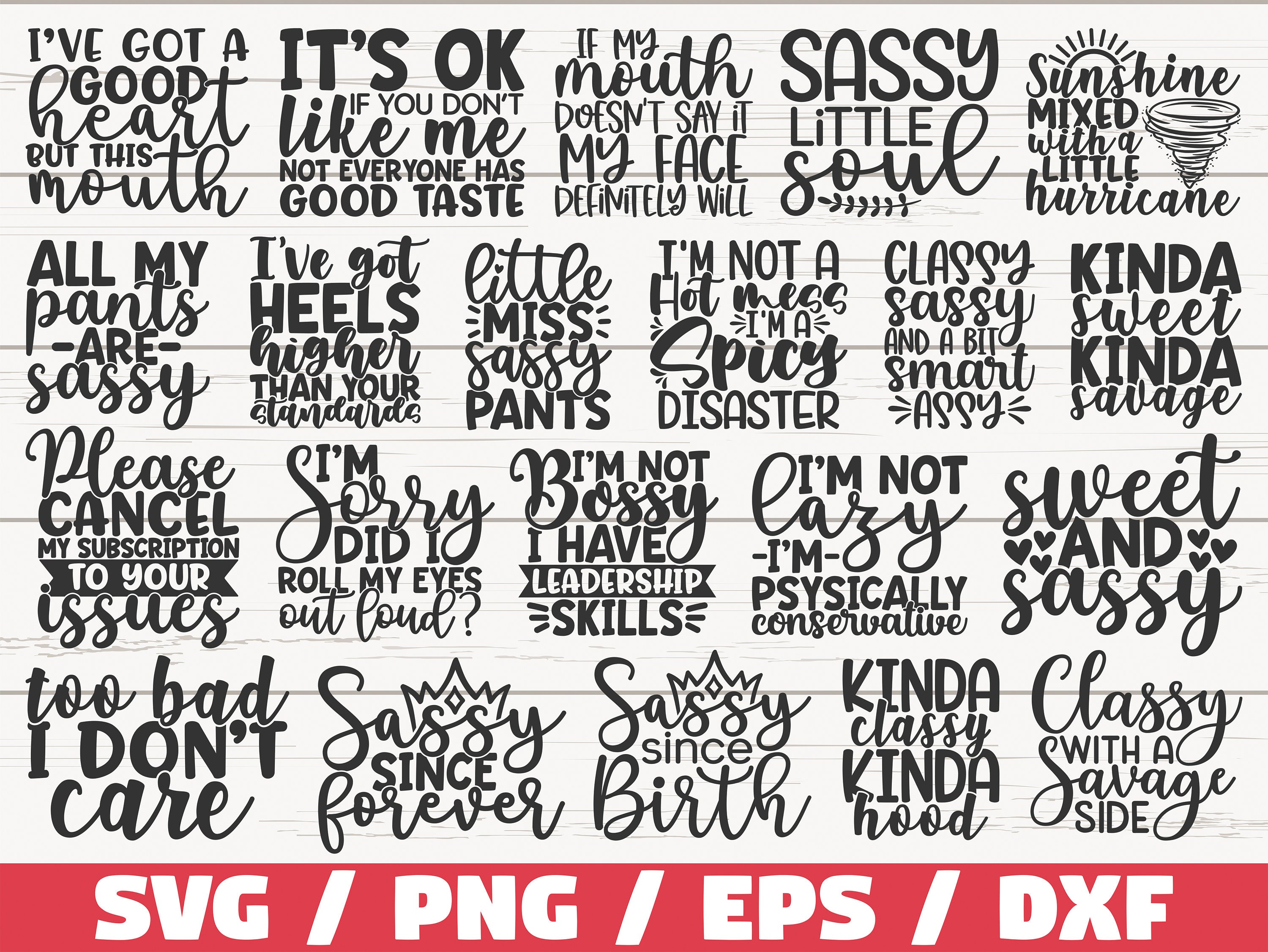 Sassy SVG Bundle, Cut File, Instant Download, Commercial use | Inspire ...