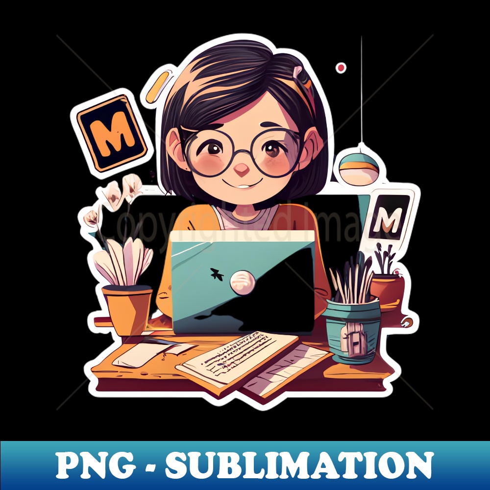 Smiling M Sticker Design - Anime Style Illustration with 3D | Inspire ...