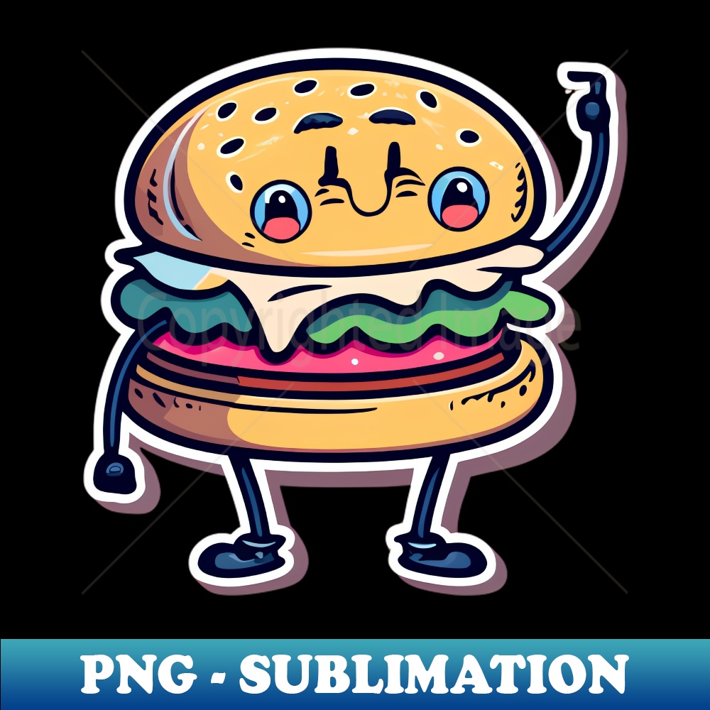 Friendly Burger Character Sticker Cute and Playful with Goog | Inspire ...