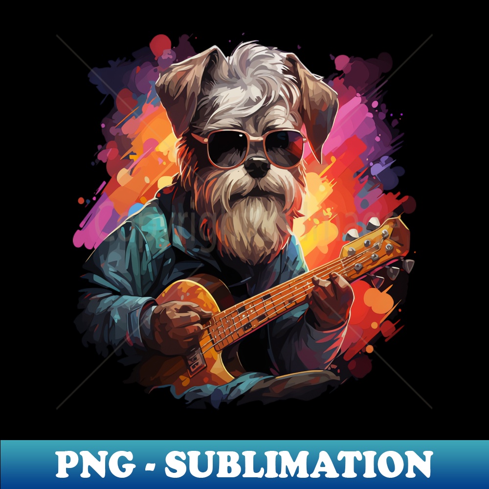 Miniature Schnauzer Playing Guitar - High-Quality PNG Sublim | Inspire ...