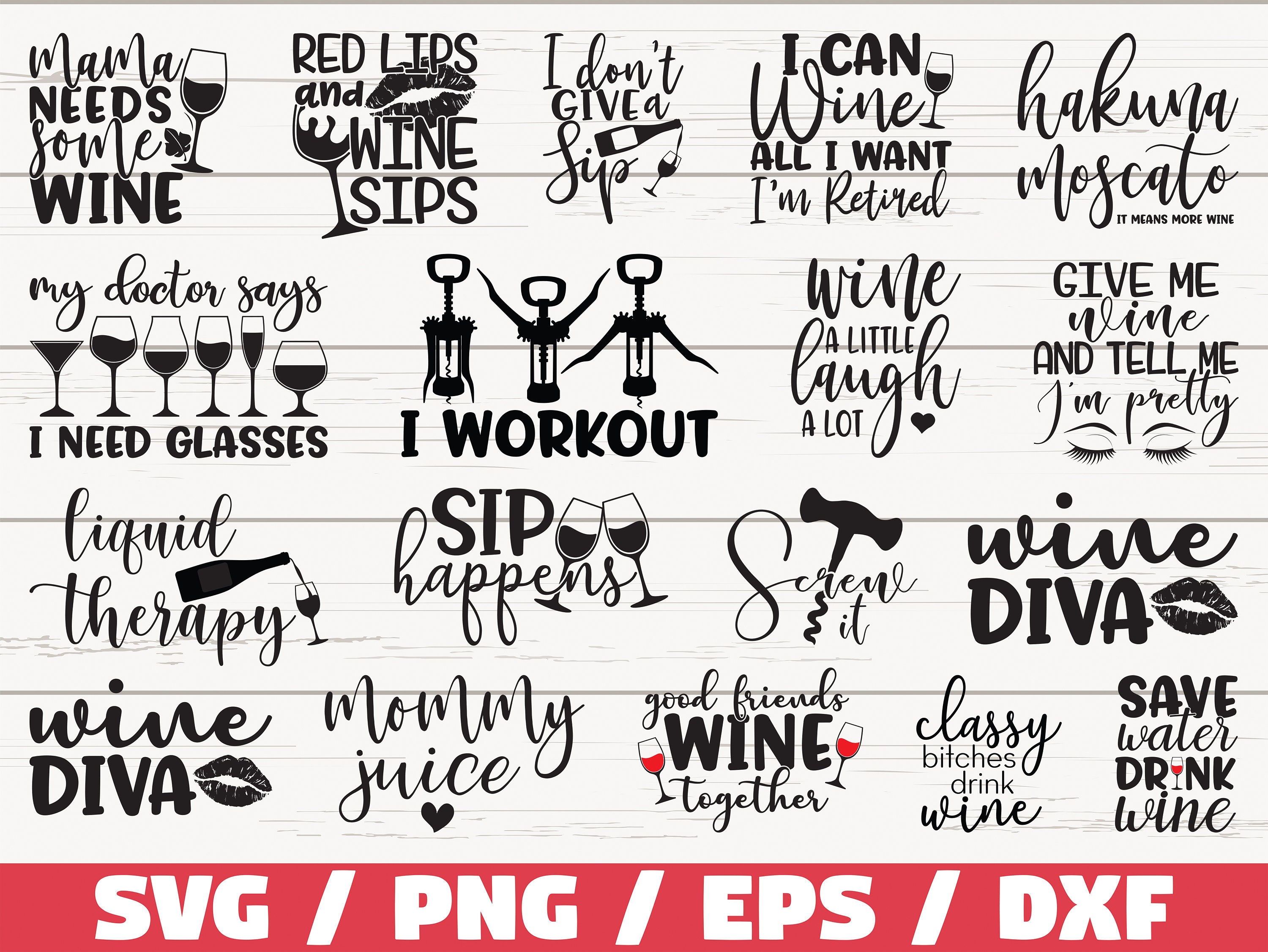 Wine Bundle SVG, Wine Svg, Wine Glass Svg, Cut File - Inspire Uplift
